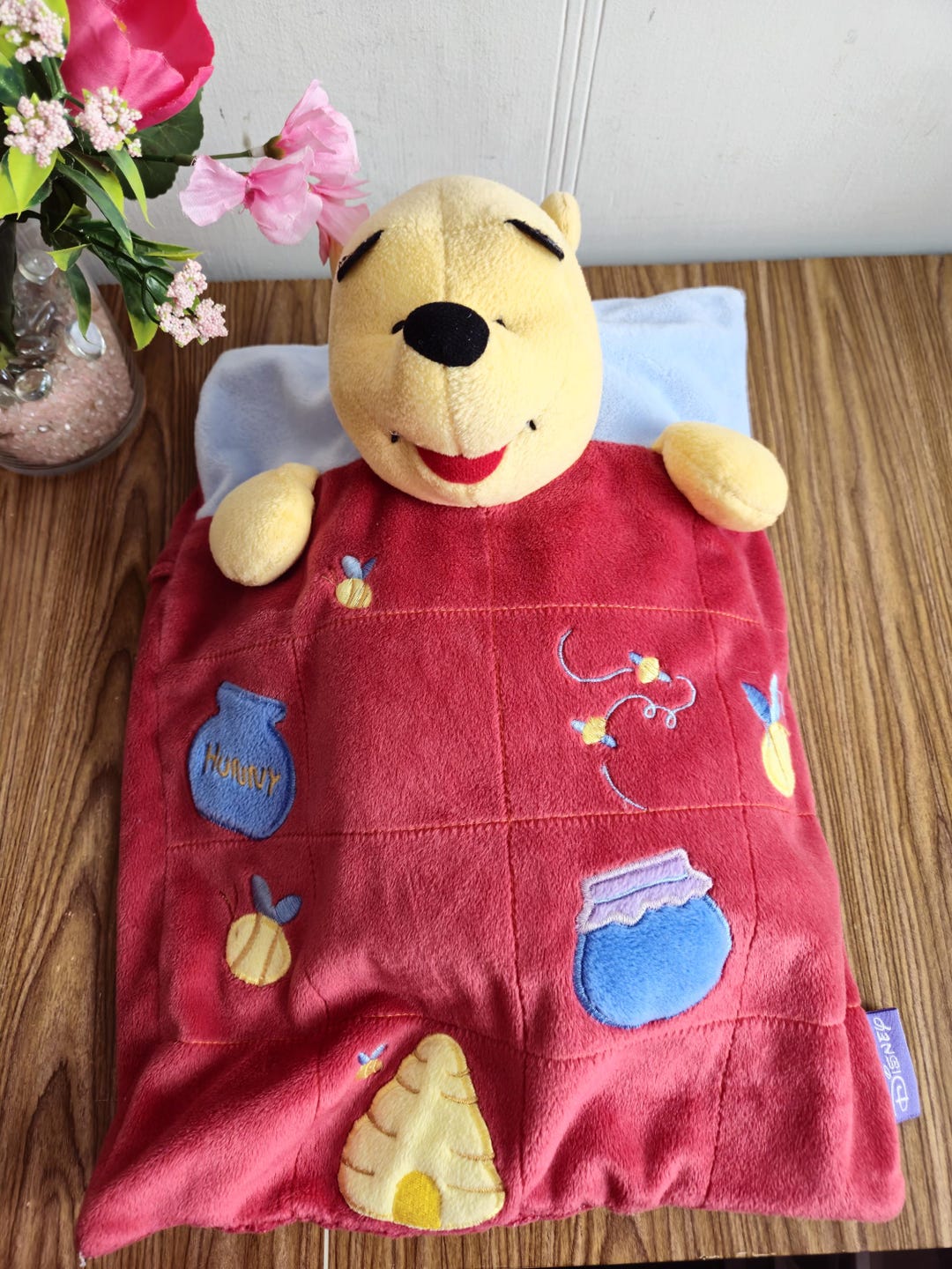 Vintage Plush Pajama Storage Cushion Red Blue Honey Pot Bee Winnie ...