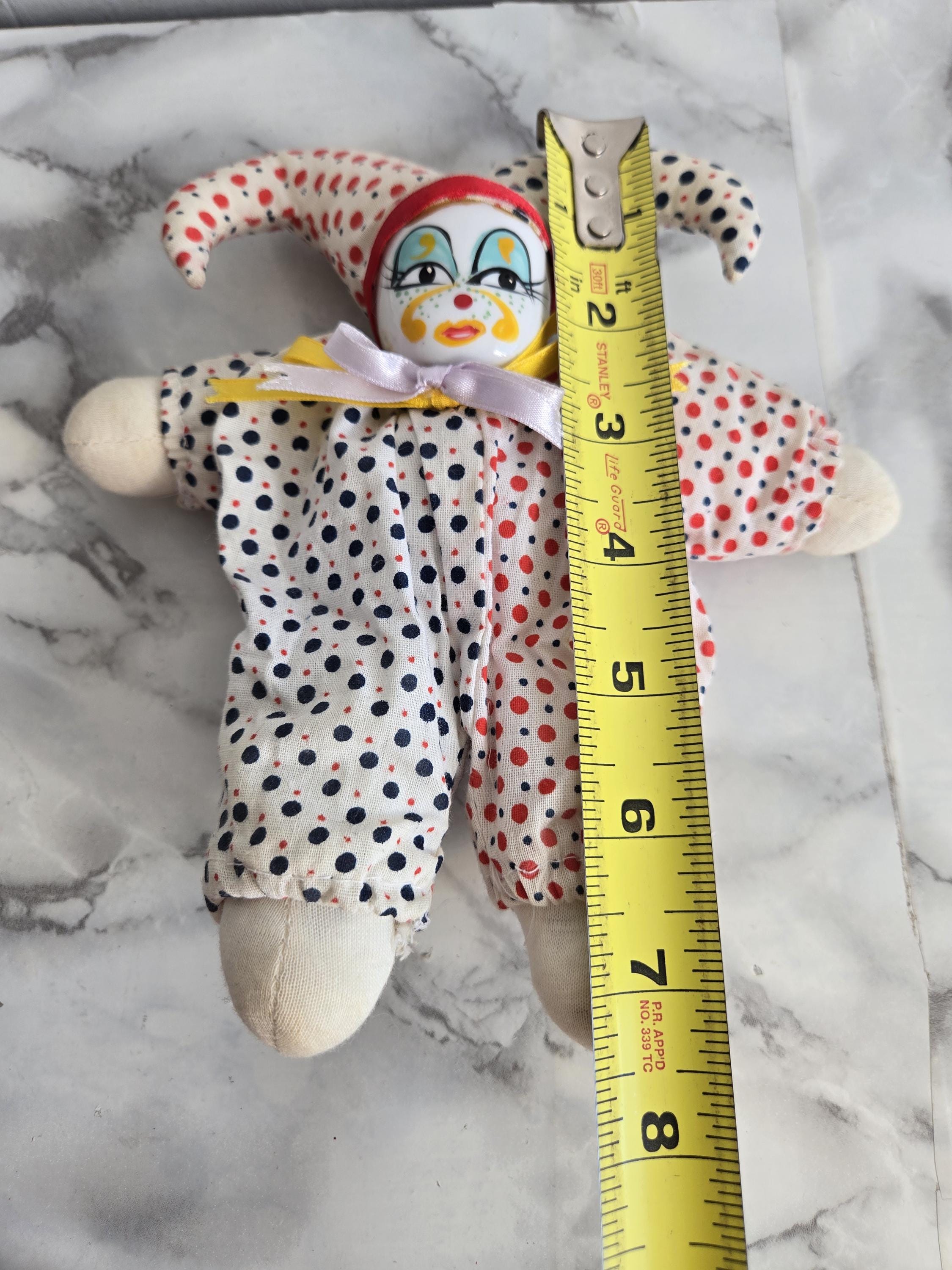 Vintage Porcelain Clown Face Pouf With Red and Blue Polka Dots. - Etsy