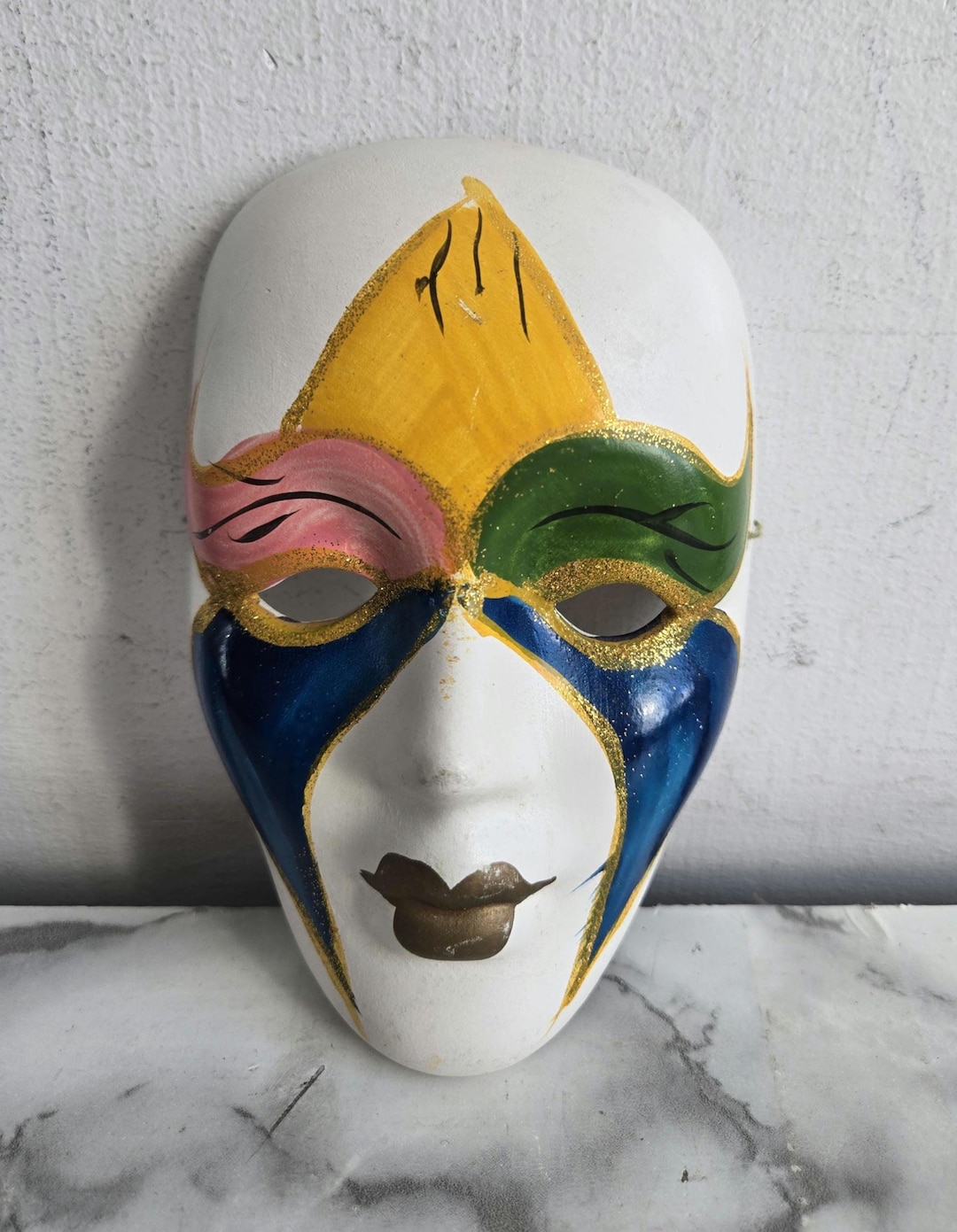Vintage New Orleans Mardi Gras Ceramic Mask Painted Glitter Decor Art 5 ...