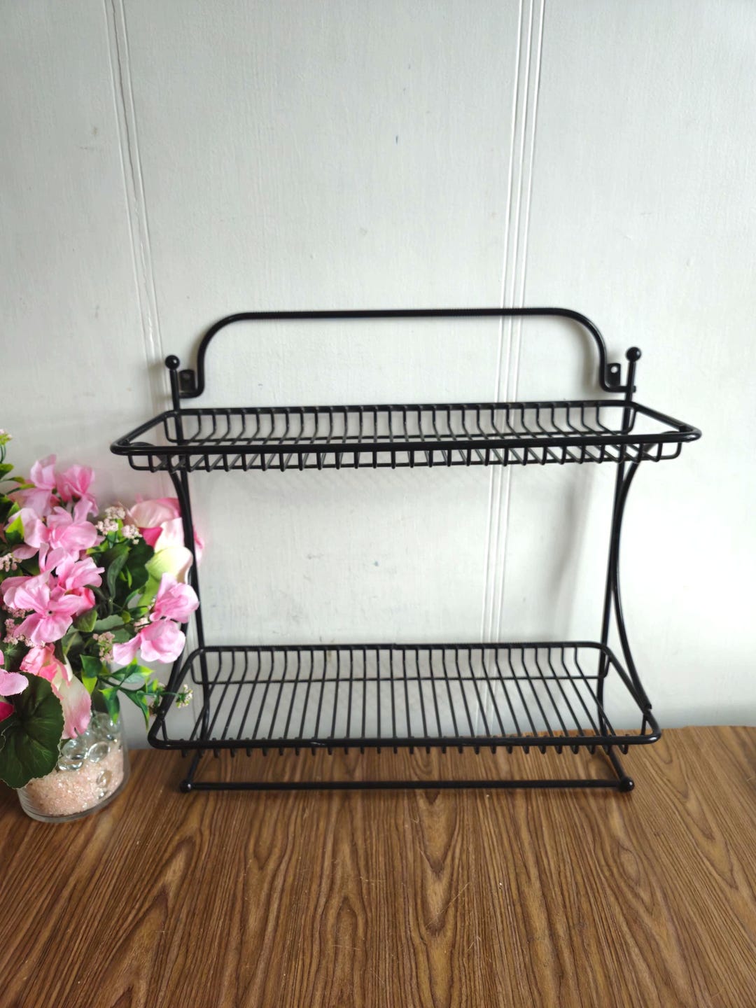 Vintage Kitchen Storage Rack Iron 2-layer Multi-functional Rack Kitchen ...