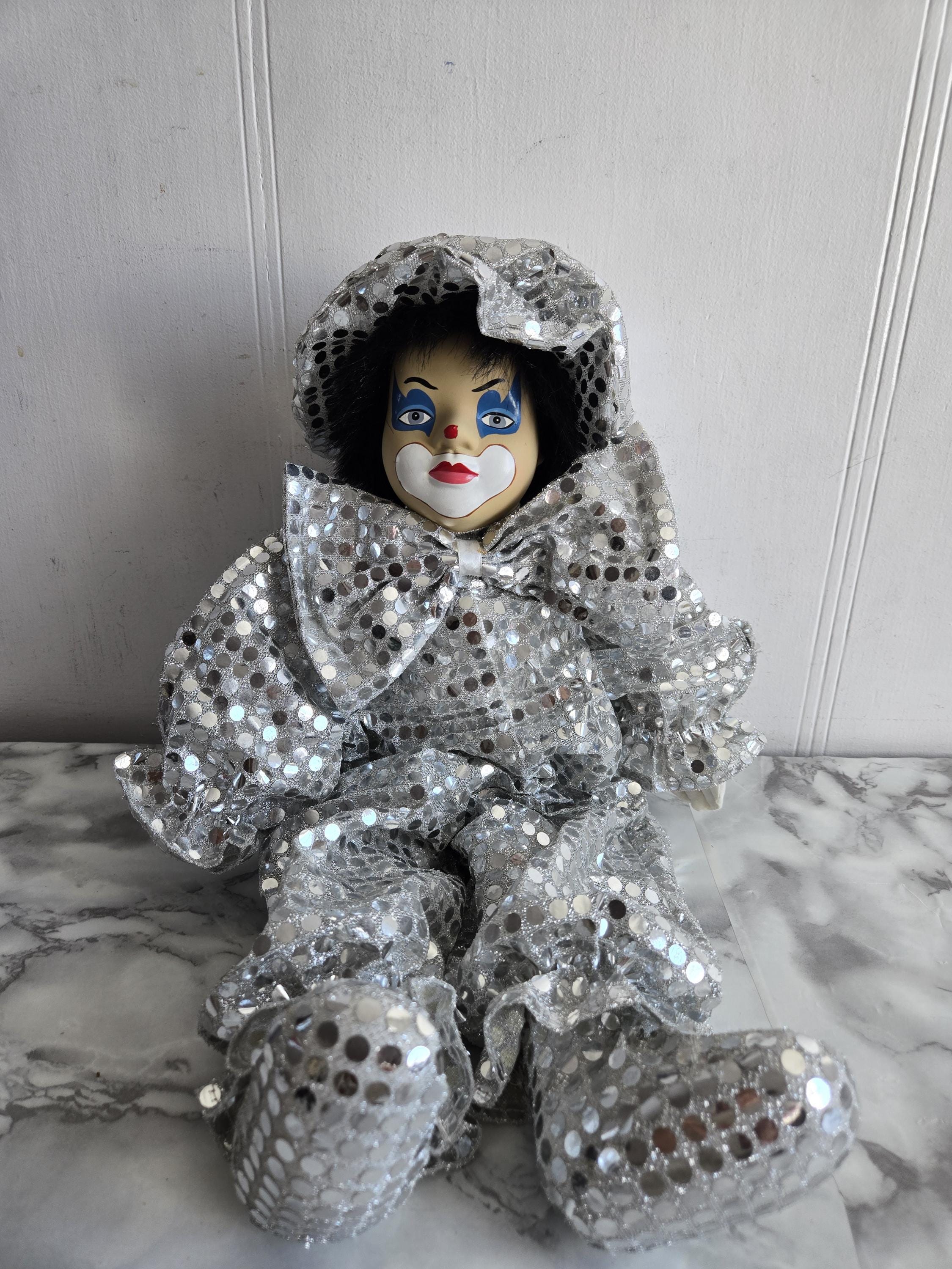 Vintage Large Clown Porcelain Head, Old Porcelain Clown With Silver ...