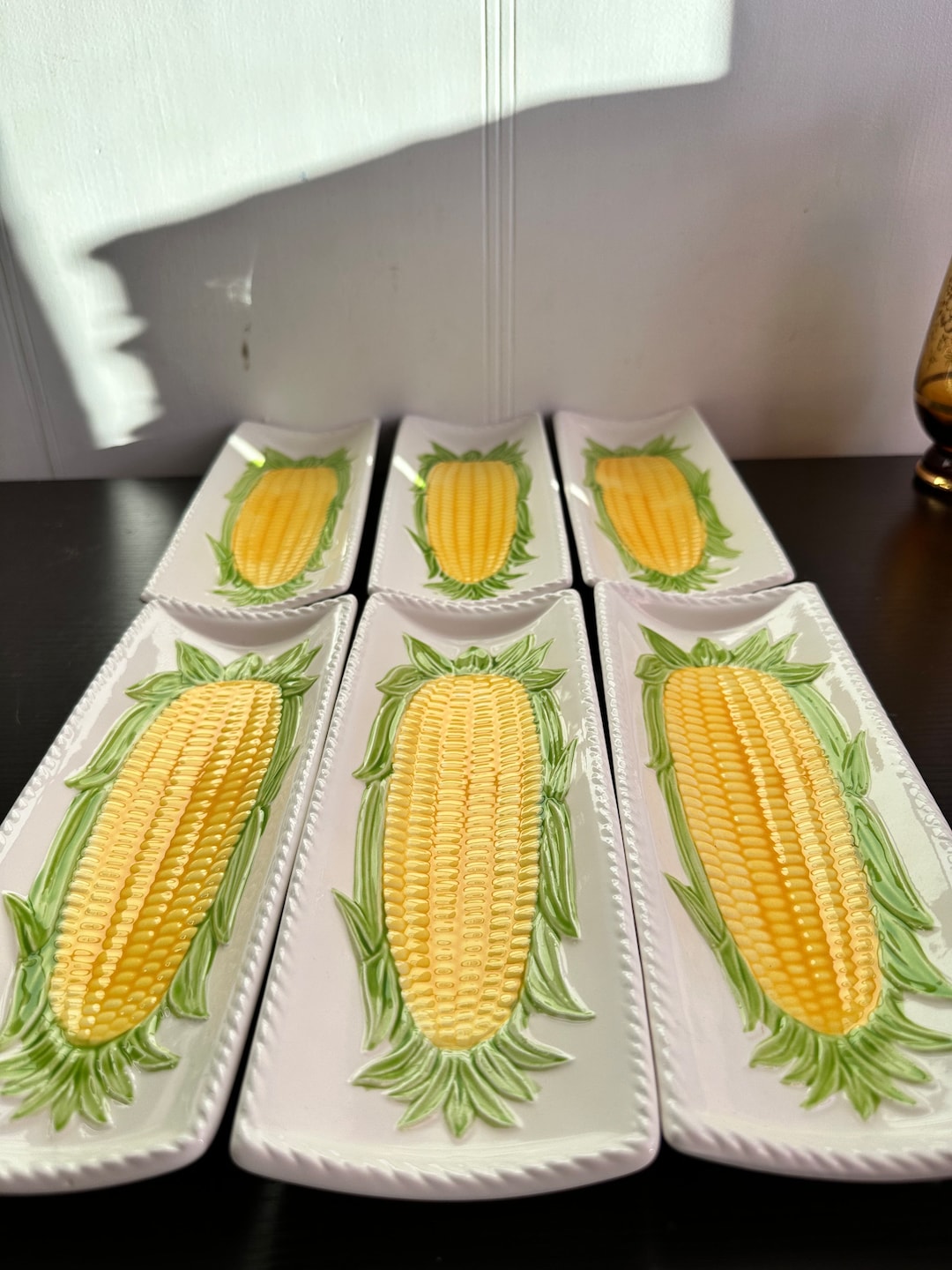 Vintage Ceramic Corn on the Cob Dishes Set of 6 Retro Corn on the Cob ...