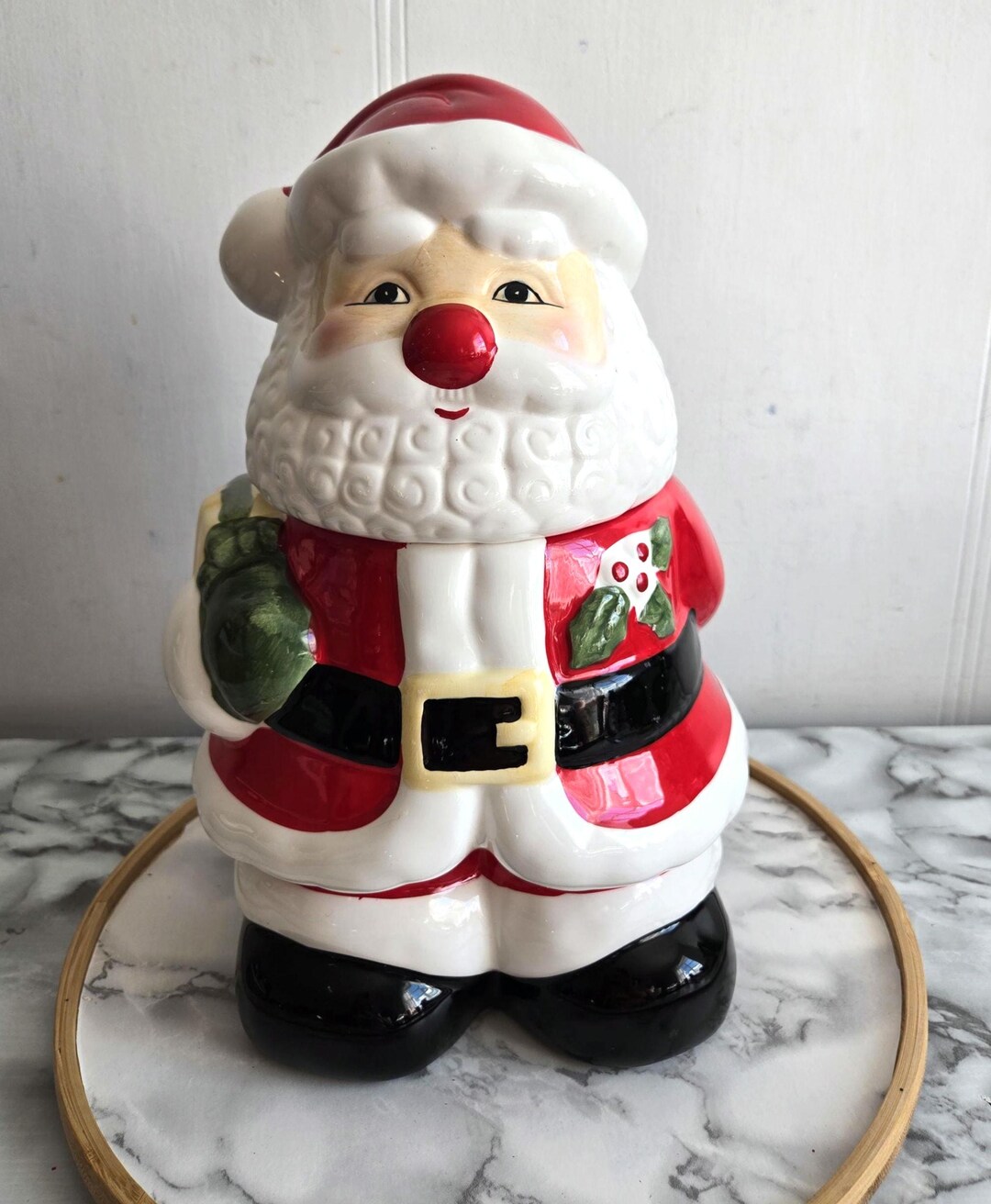 Vintage Large Ceramic Cookie Pot, Santa Candy Jar. - Etsy