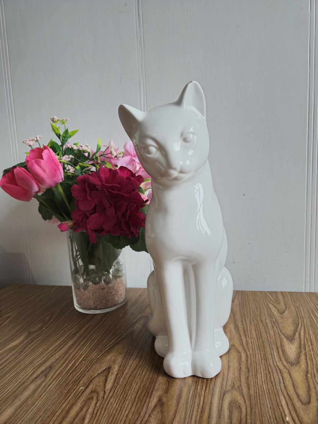 Vinatge Rare White Ceramic Cat Statue 70, Solid 11" Standing Porcelain ...