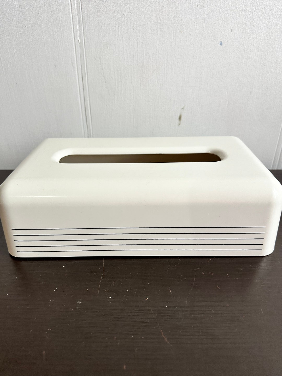 Vintage 90s Plastic Tissue Cover, Retro Tissue Box Cover, White ...