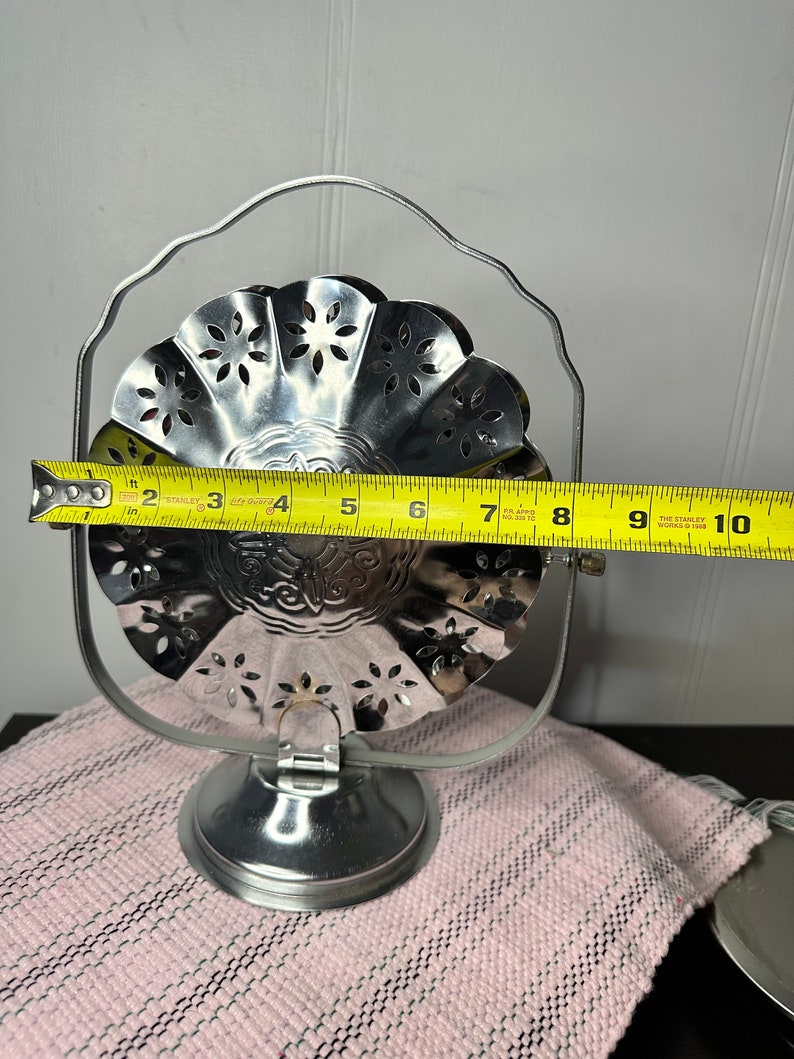 Vintage Three Tier Folding Cake Stand Filigree Metal Carrying Plate ...