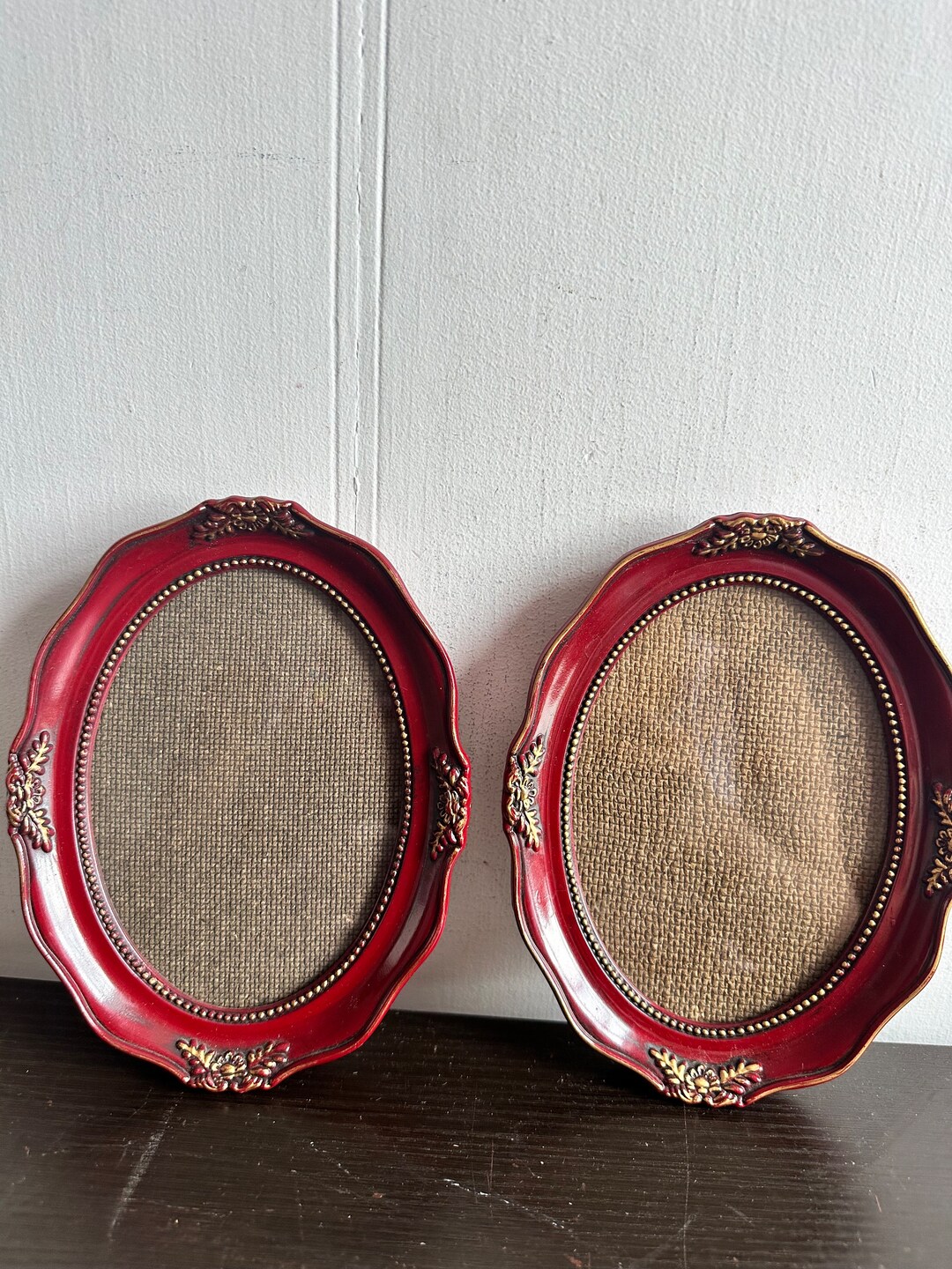 Vintage Set of 2 Photo Frames in Burgundy Melamine Gold Leaf Photo ...