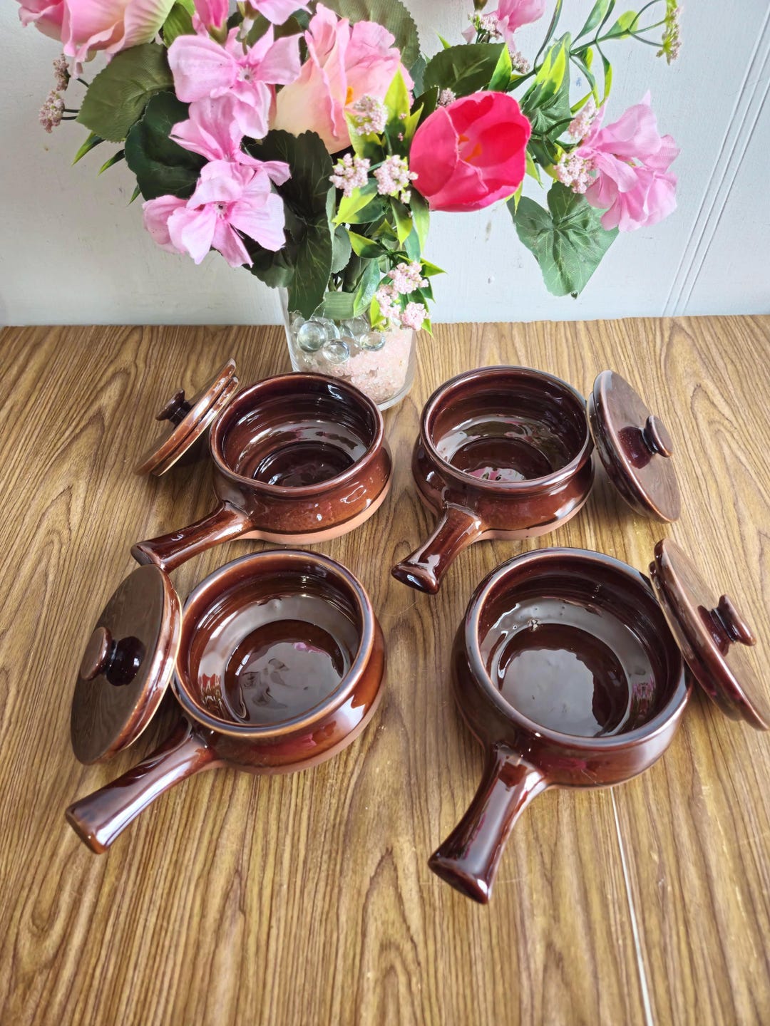 Set of 4 Vintage Onion Soup Bowls With Lid Vintage Ovenproof Soup Bowl ...