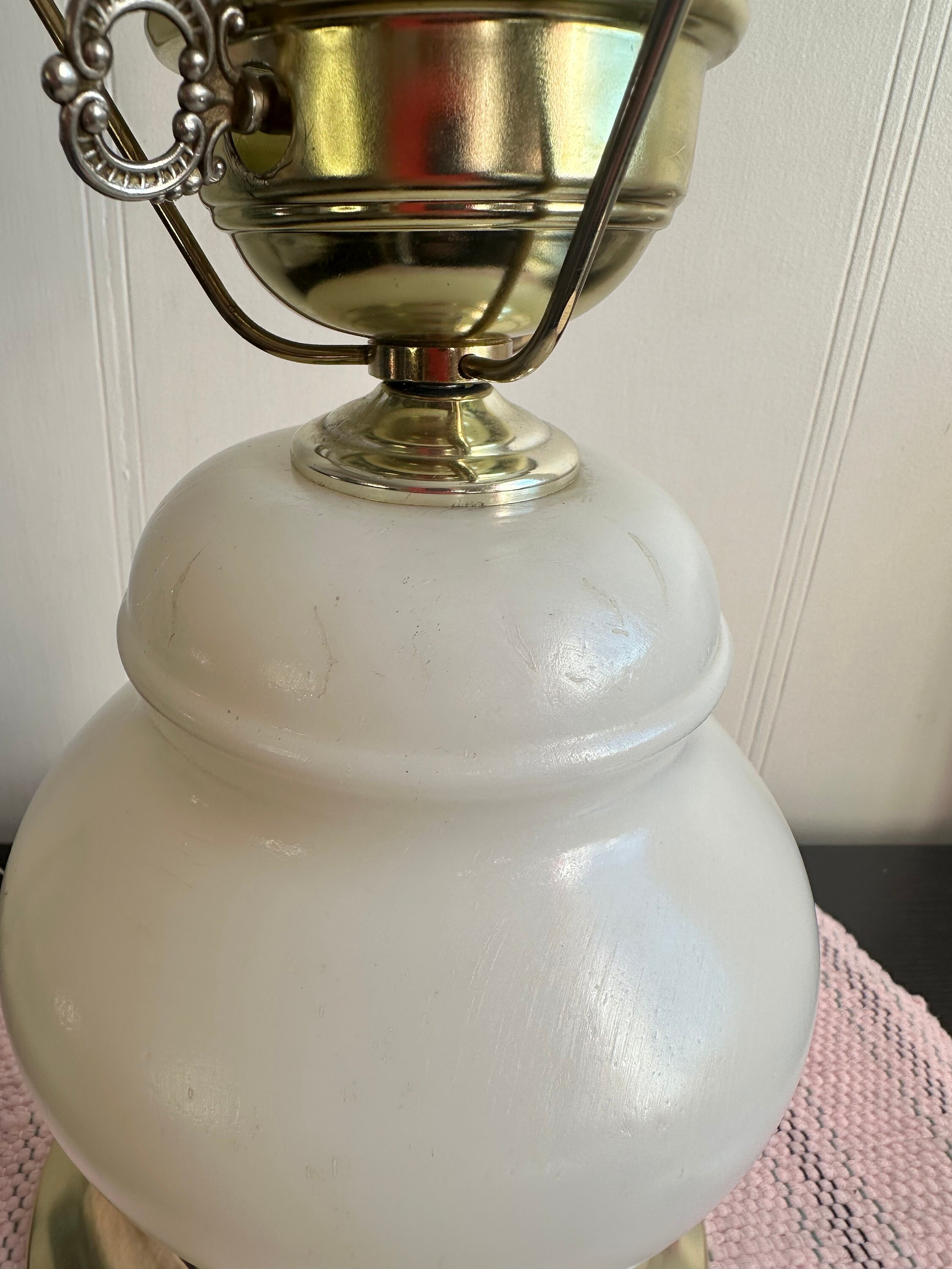 Vintage Oil Lamp Table Lamp Electric Milk Glass Shade Hand Painted ...