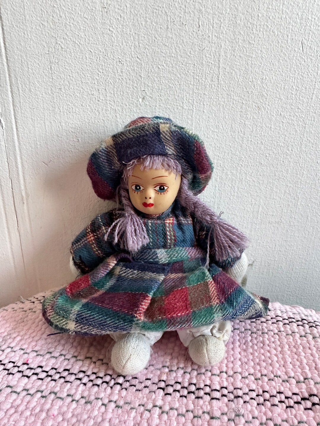 Vintage 5" Porcelain Head Sand Filled Cloth Doll Girl. - Etsy