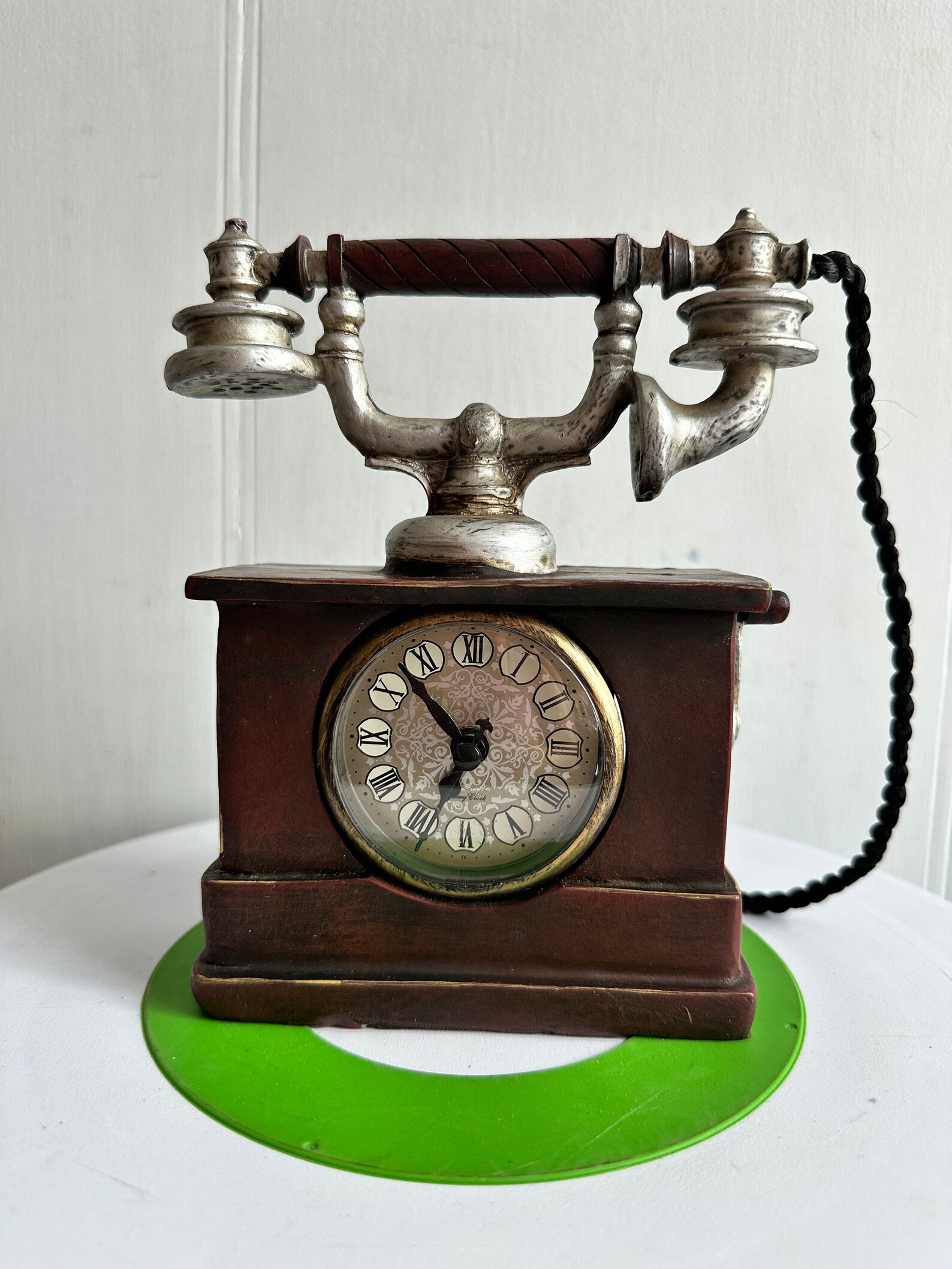 Vintage Clock Telephone Style, Desk Phone. Rotary Telephone. Disc Phone ...