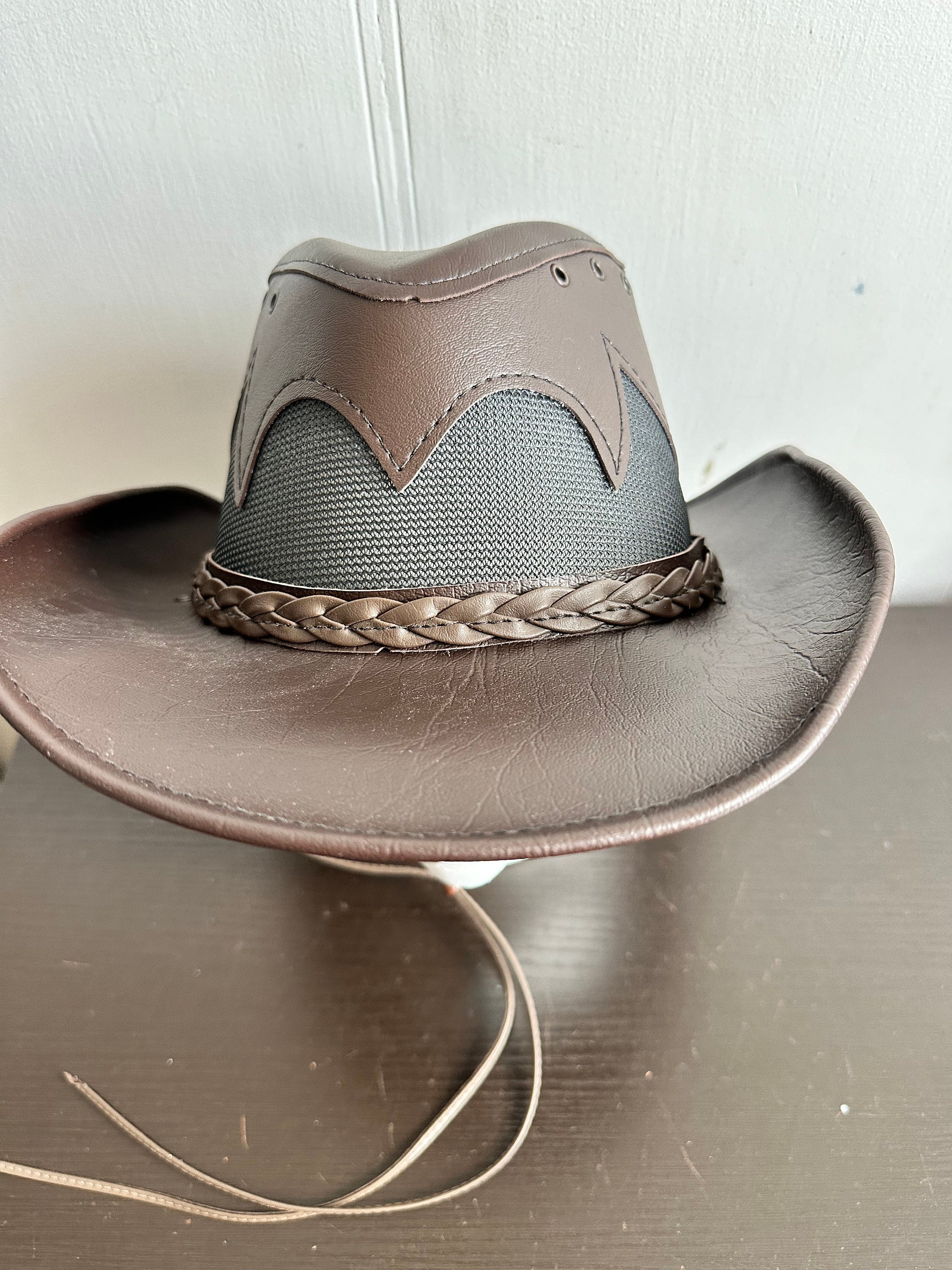Vintage Brown Cowboy Hat, Cowboy Hat, Western Hat, Leather Cowboy Hat ...