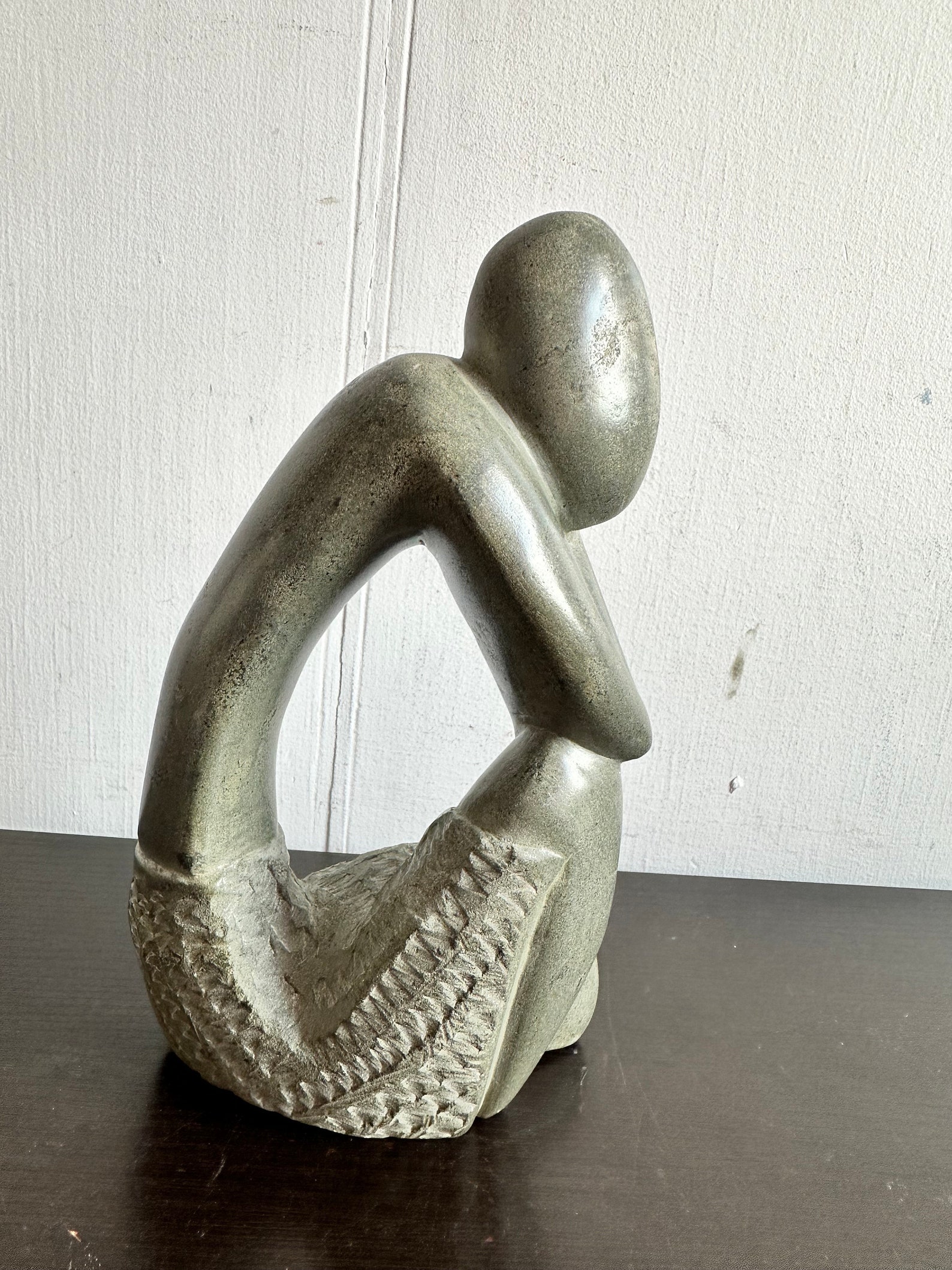 Vintage Modernist Carved Stone Thinking Man - Thinking Figurine ...