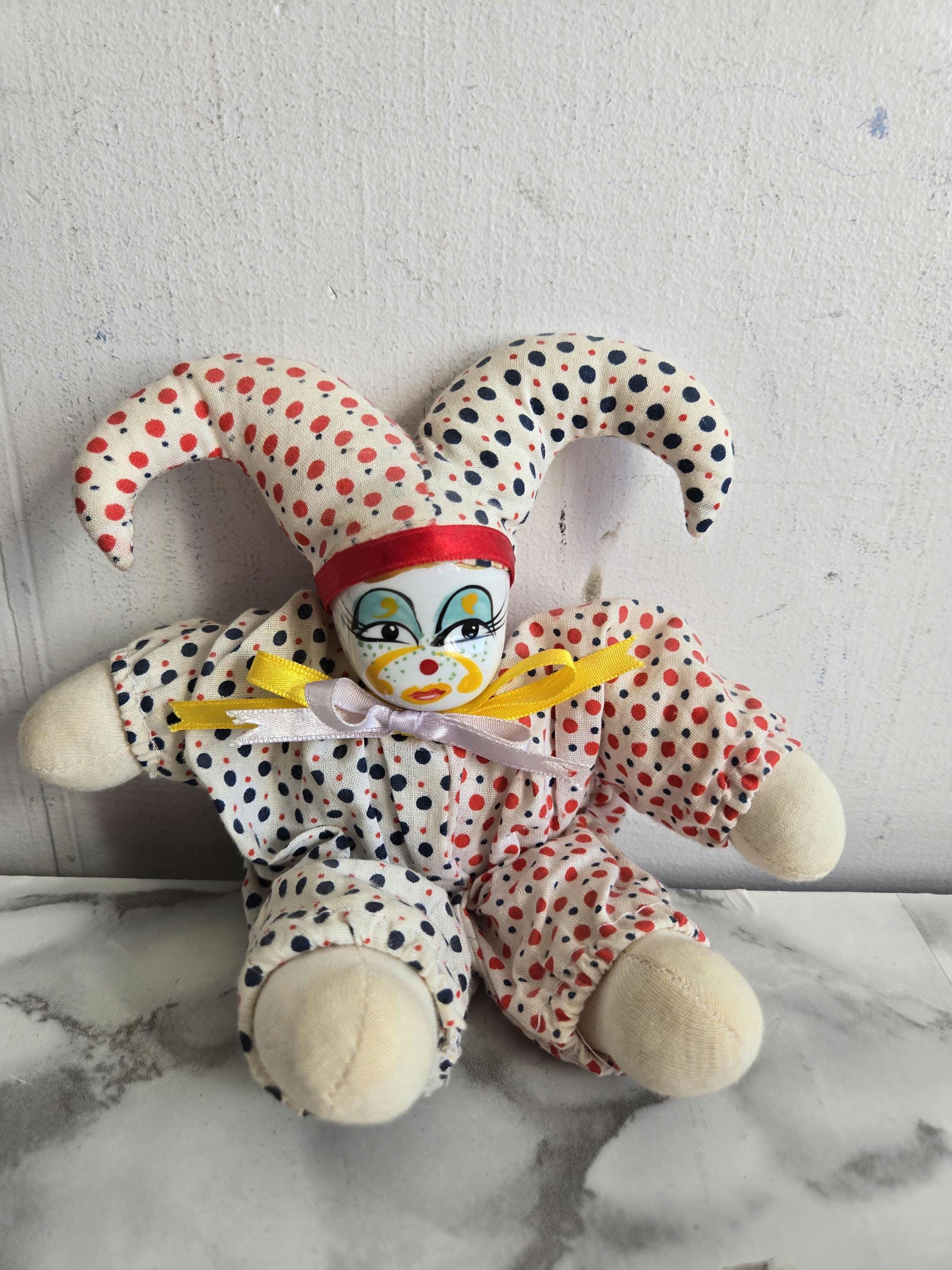 Vintage Porcelain Clown Face Pouf With Red and Blue Polka Dots. - Etsy