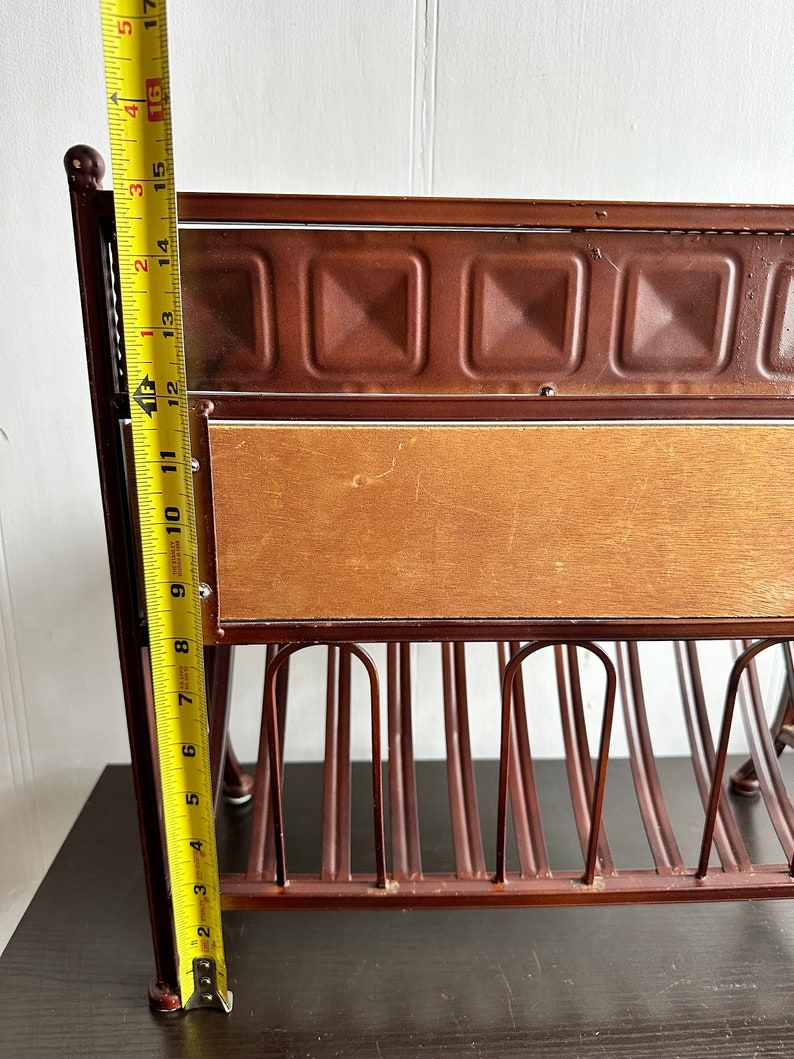 Vintage Wooden and Metal Magazine Holder, Vintage Book Holder, Vintage ...