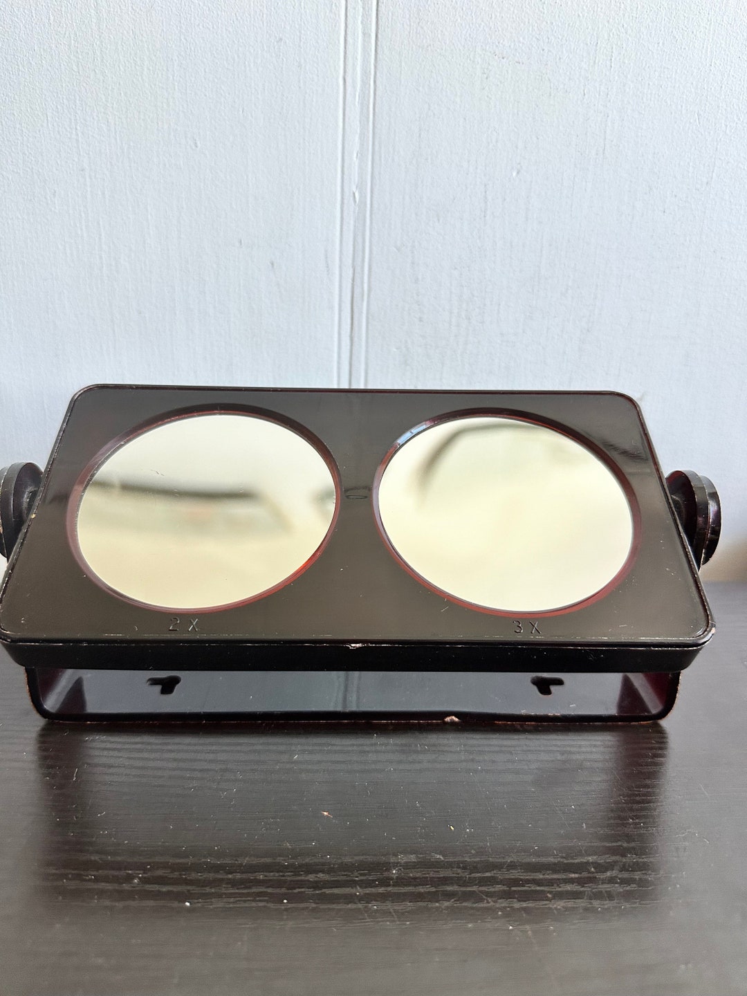 Vintage Smoky Brown Wall-mounted Two-sided Vanity Mirror Magnifying ...