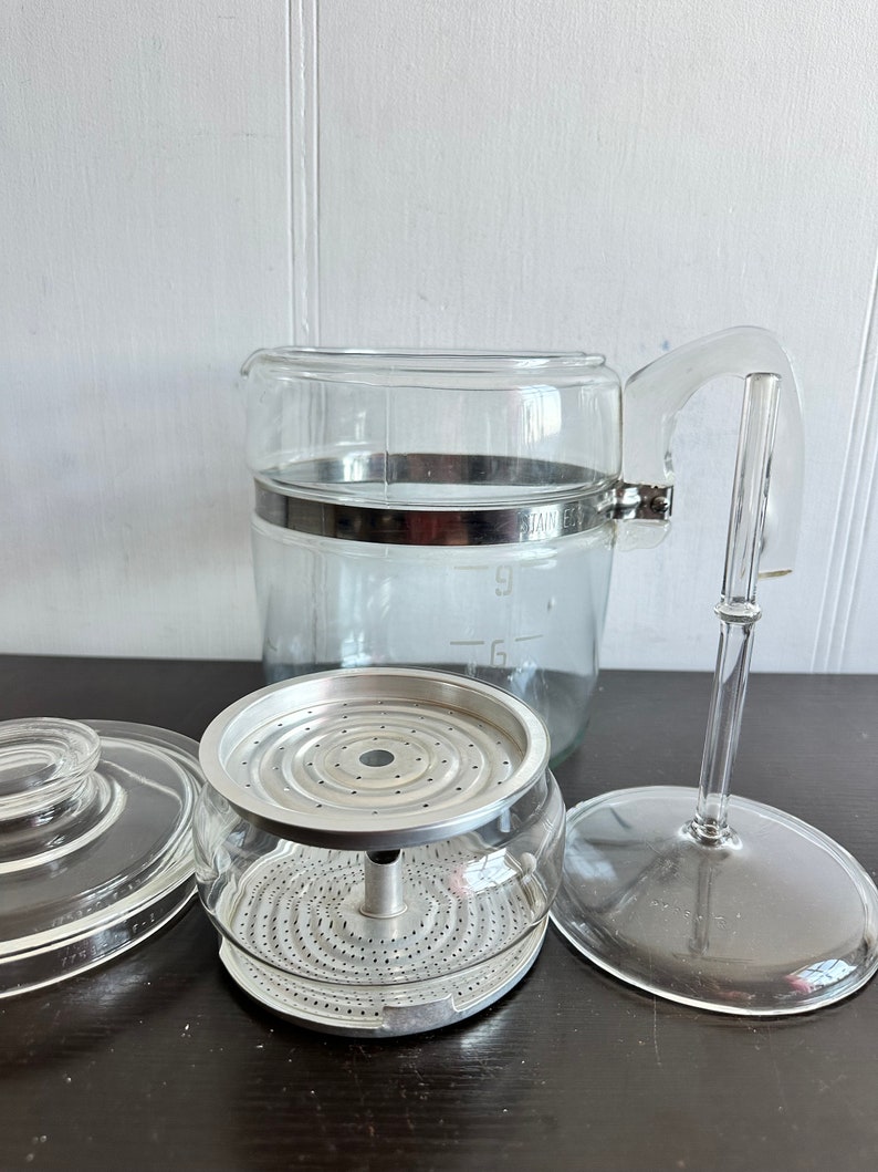 Vintage Flameware Complete Coffee Maker in Pyrex 9-cup Glass Percolator ...
