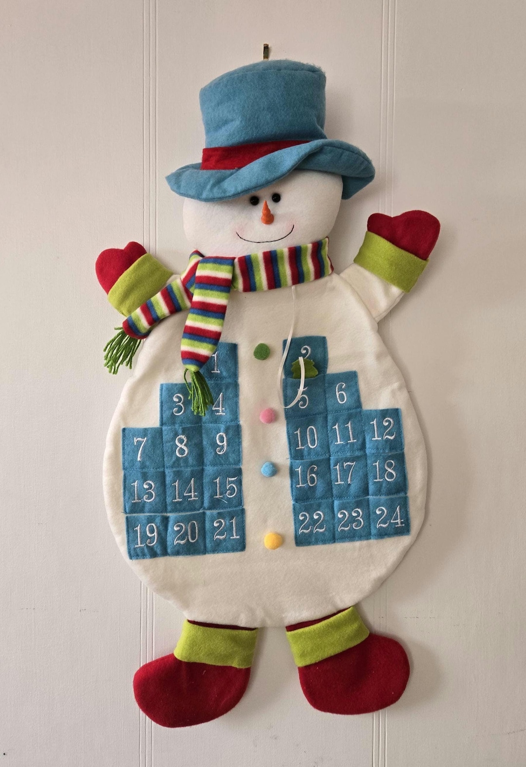 Vintage Advent Calendar, Christmas Advent Calendar , Snowman With ...