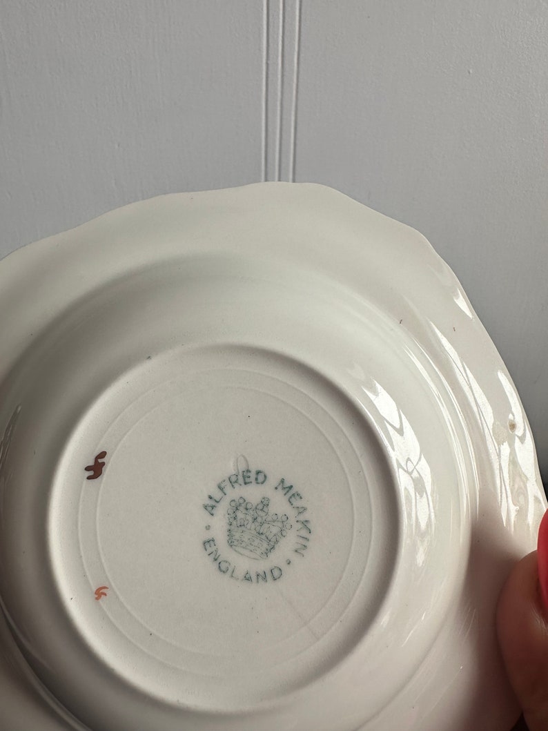 Set of 6 Antique ALFRED MEAKIN Wyvern Bone China Squared Bowl Soup Bowl ...