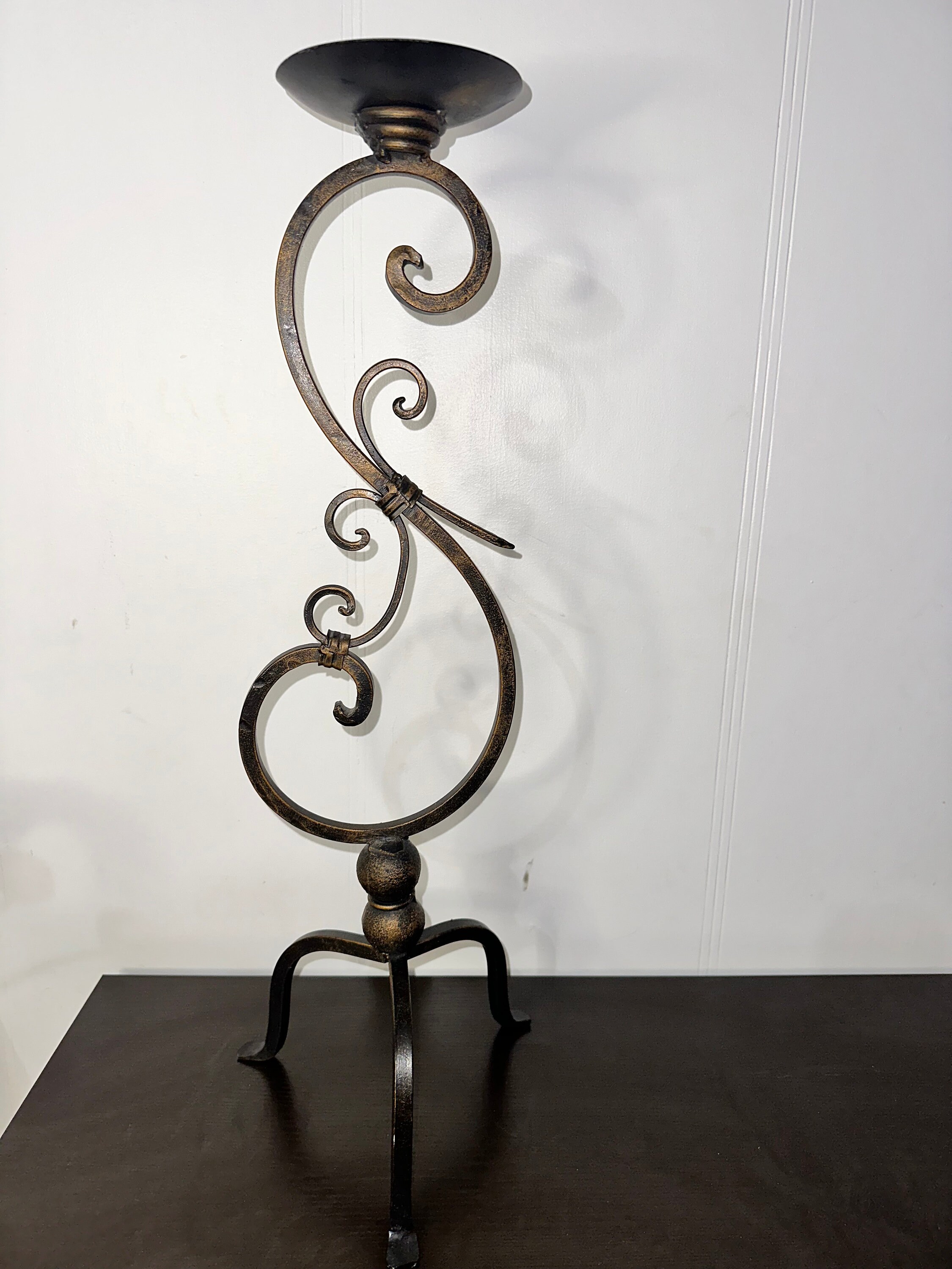 Vintage Wrought Iron Candle Stick Holder, Gothic Candle Holder ...