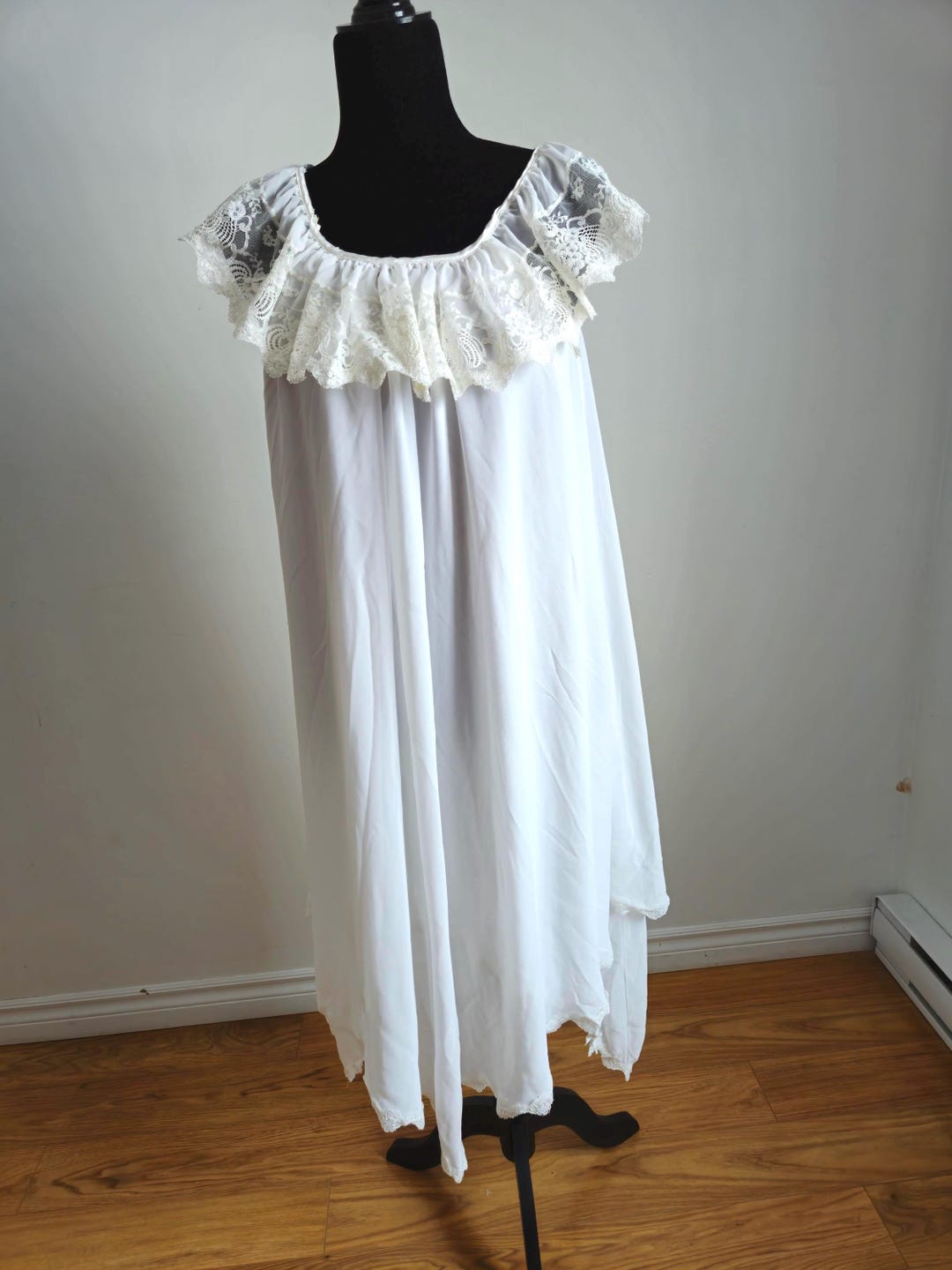 Vintage White Lingerie Chiffon Baby Doll Nightgown. - Etsy