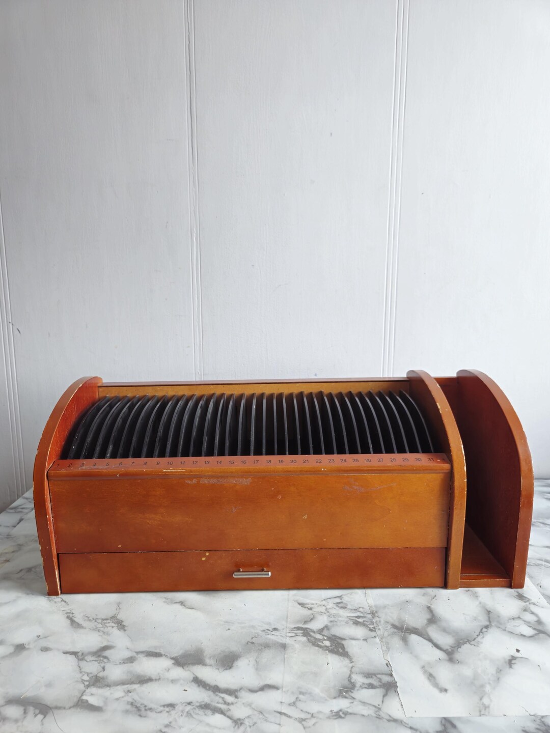 Vintage Wood Desk Numbered Mail Organizer With Drawer 31 Slots. - Etsy