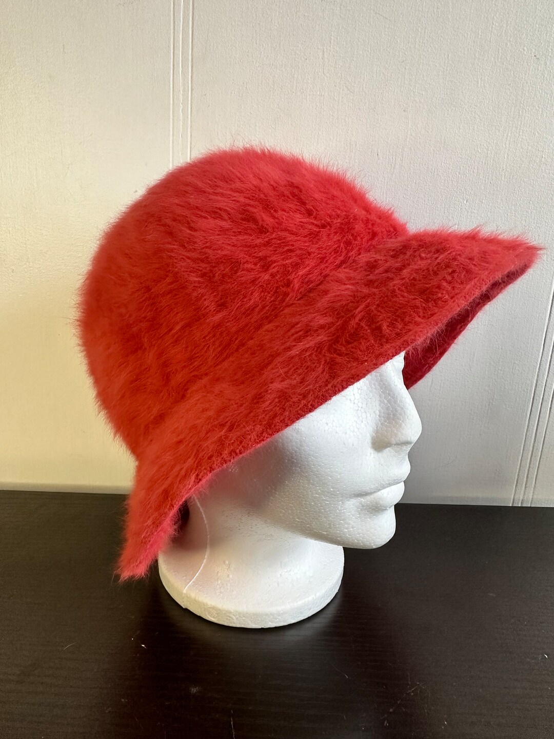 Vintage KANGOL RED Bucket Hat Angora Wool Blend Soft Fluffy. - Etsy