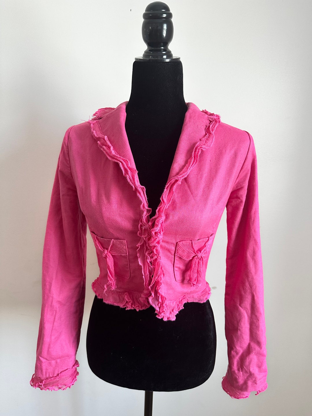 Vintage Pink Jacket Woman's Hot Pink Blazer 90s Festival Jacket Size 4 ...