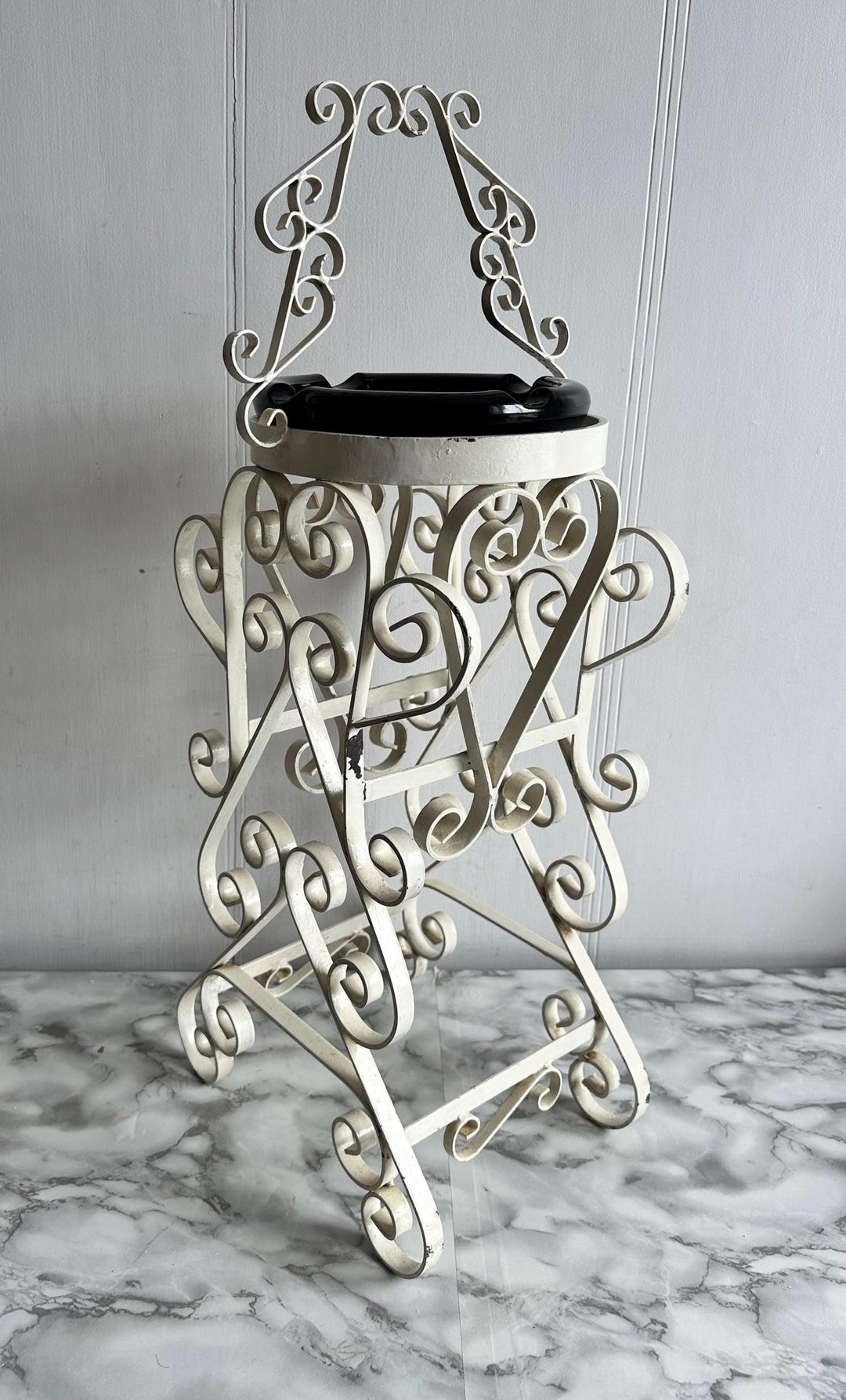 Vintage Wrought Iron Free-standing Ashtray,plant Support,side Table ...
