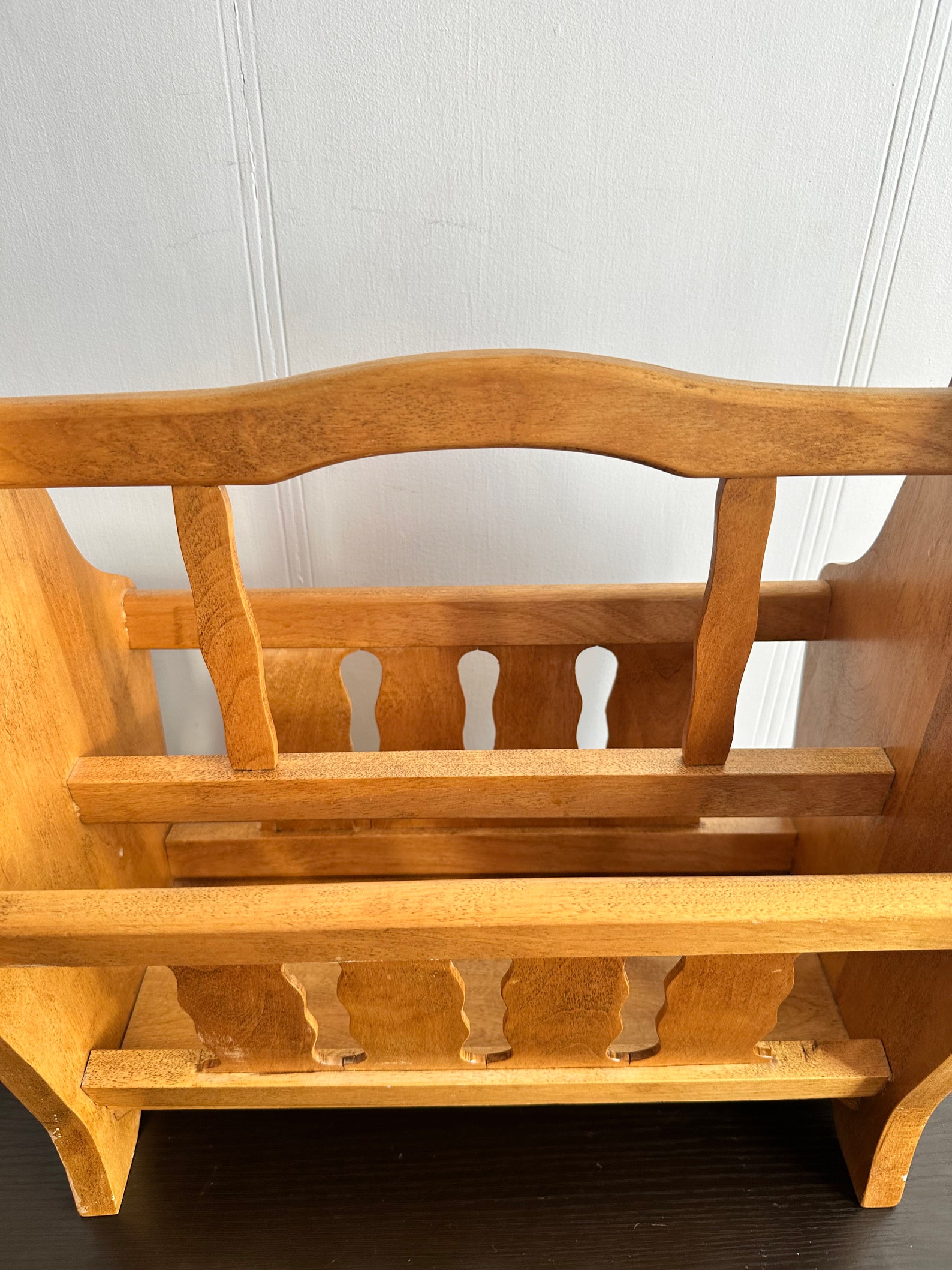 Vintage Wooden Newspaper Rack MCM Home Organization Floor Magazine Rack ...