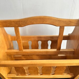 Vintage Wooden Newspaper Rack MCM Home Organization Floor Magazine Rack ...