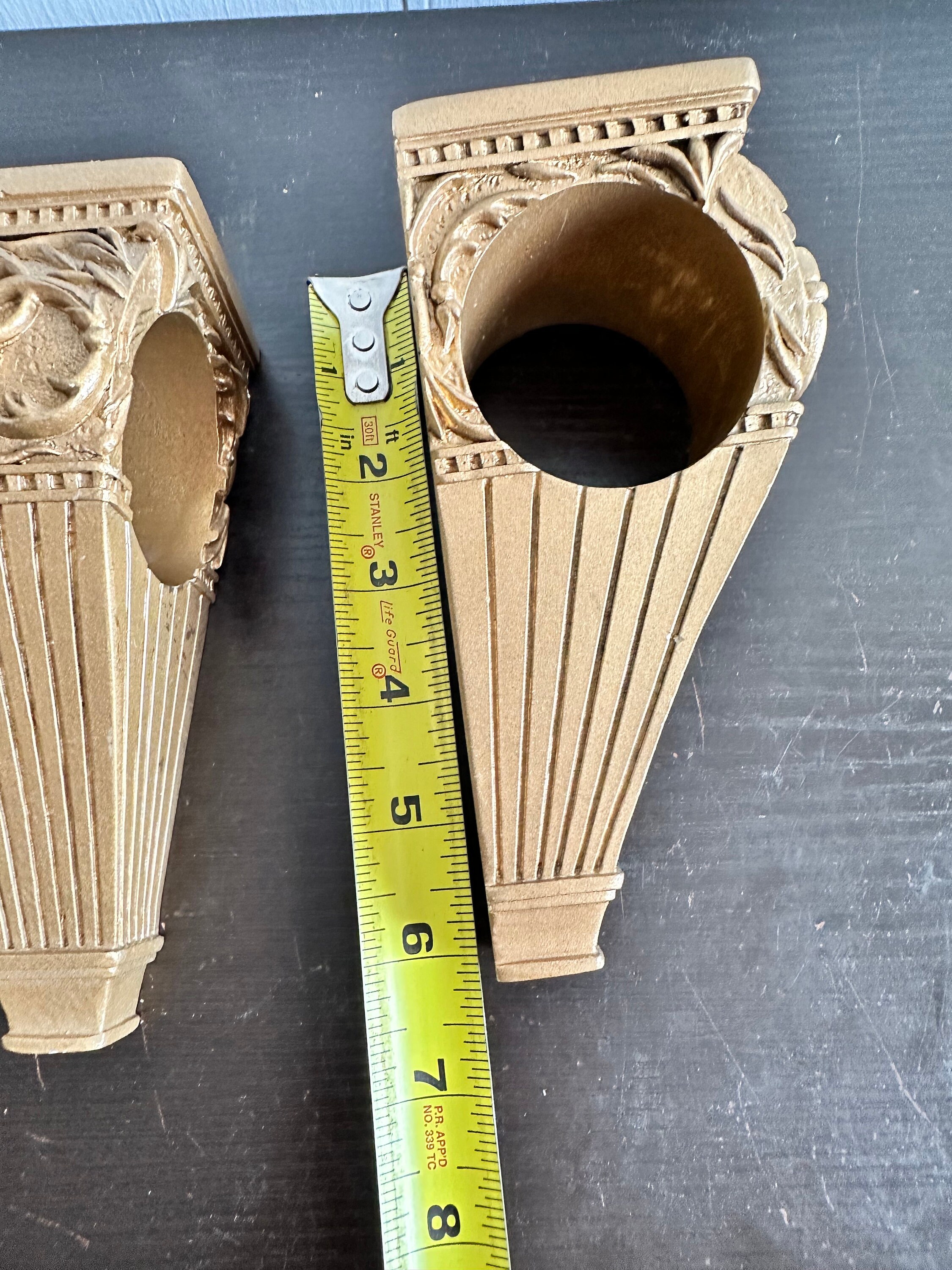 Pair of Vintage Drapery Rod Holders ,corbel Rod Bracket Gold Bronze ...