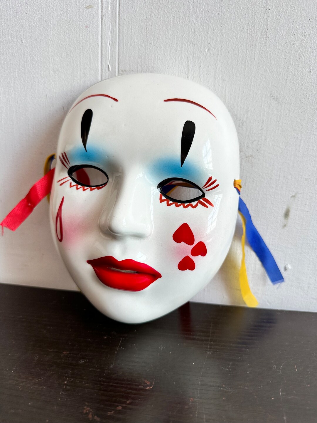 Vintage Harlequin Wall Mask ,masquerade Mask ,ceramic Porcelain ...