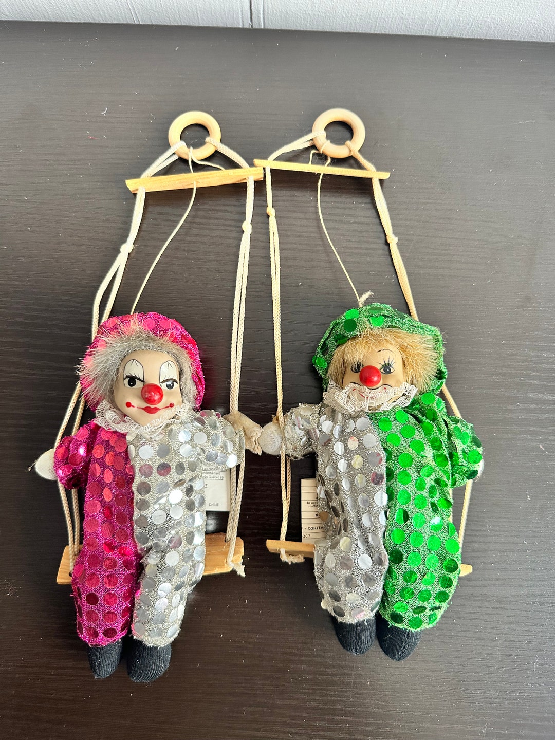 Vintage Porcelain Clown Doll on Swing Hanging Set of 2. - Etsy