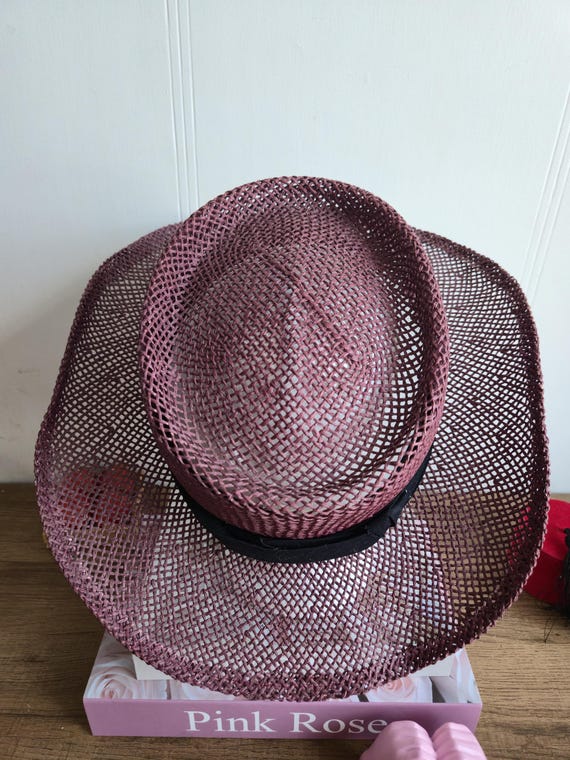 Vintage straw Mesh Men's Western Cowboy Hat Western C… - Gem