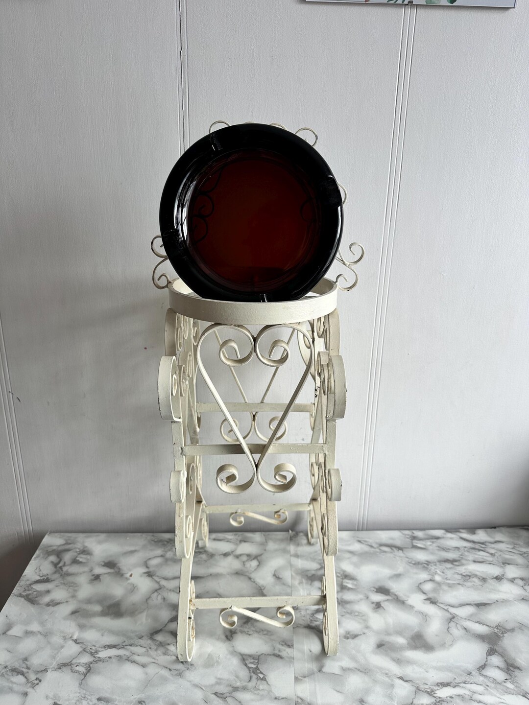 Vintage Wrought Iron Free-standing Ashtray,plant Support,side Table ...