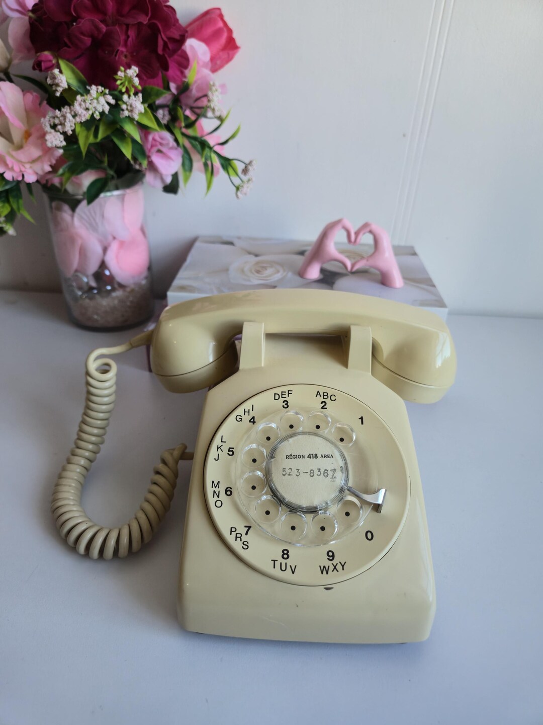 Vintage Beige Rotary Dial Phone - Etsy