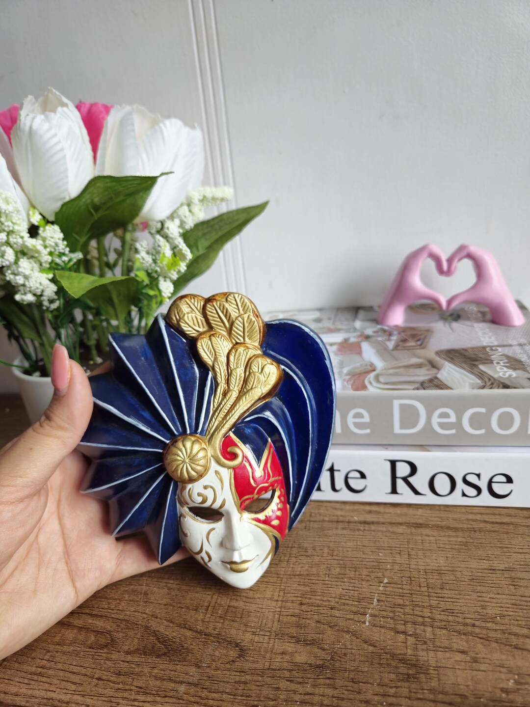 Vintage Blue Ceramic Venetian Wall Mask, Handmade. - Etsy
