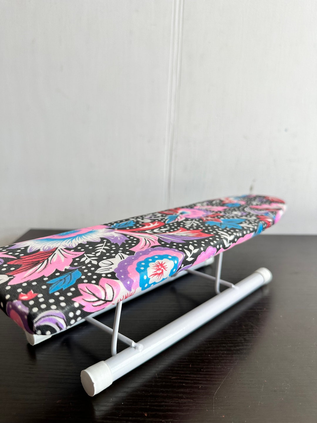 Vintage Sleeved Ironing Board With Retro Fabric Cover, Pink & Purple ...