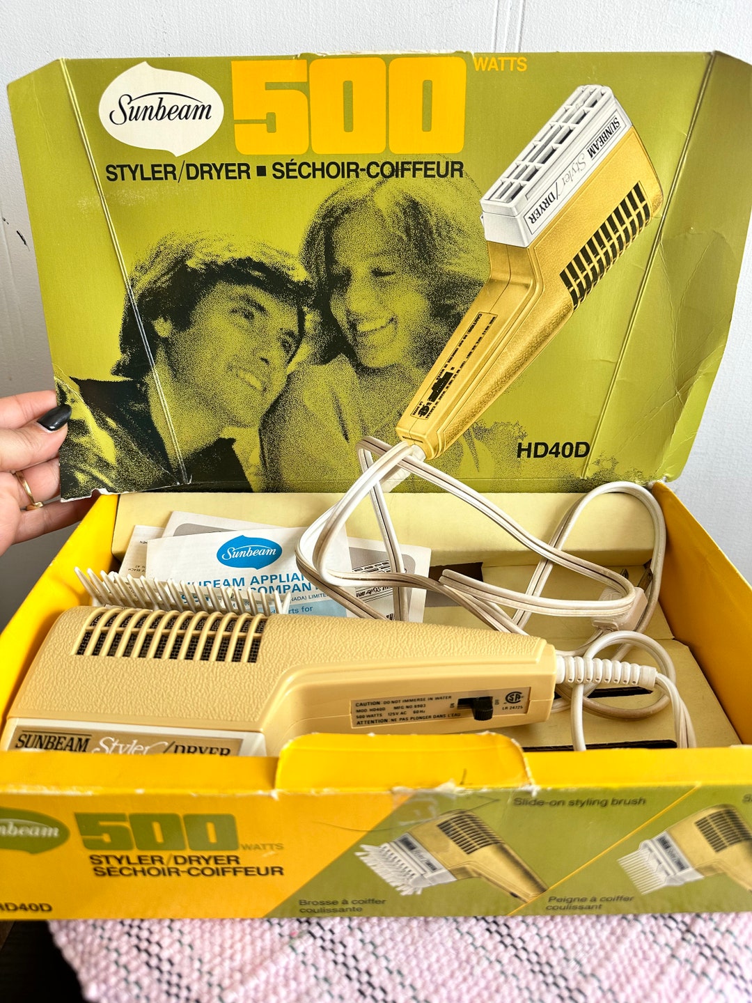 Vintage Sunbeam Power Plus 500 Retro Spun Hair Dryer 1975s . - Etsy