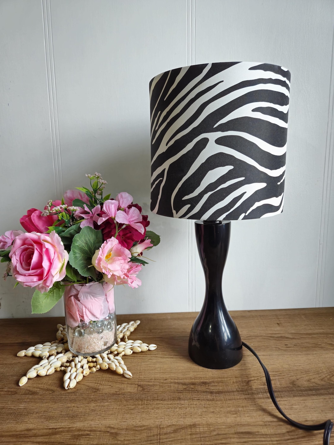 Vintage 90's Zebra Print Drum Lampshade,zebra Print Lamp. - Etsy