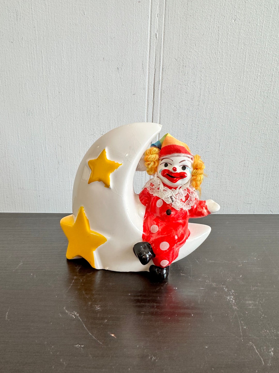 Vintage Clown Half Moon Ceramic Piggy Bank Artistic Gifts Inc. Taiwan ...