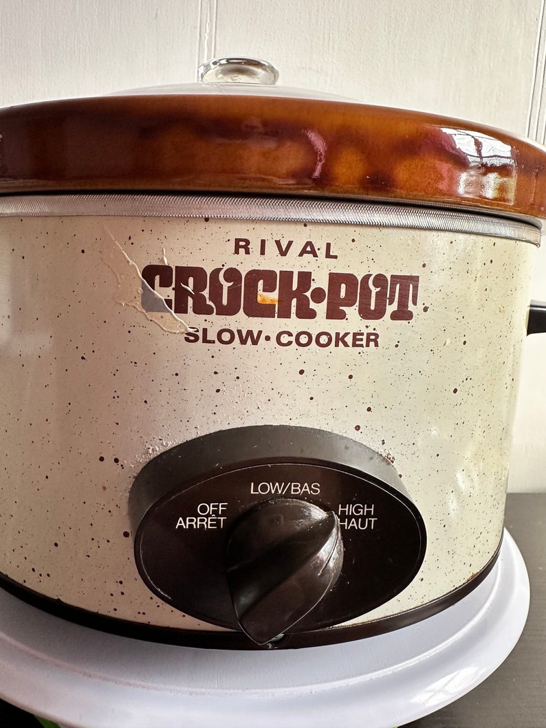 Vintage Rival Crock Pot Slow Cooker Server Model 3154-1 Brown Stoneware ...