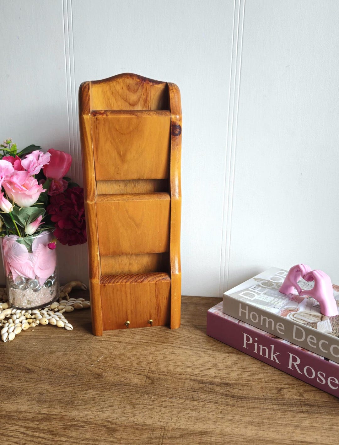 Vintage Wooden Note Holder, Letter, Hanging Collectibles, Kitchen Decor ...