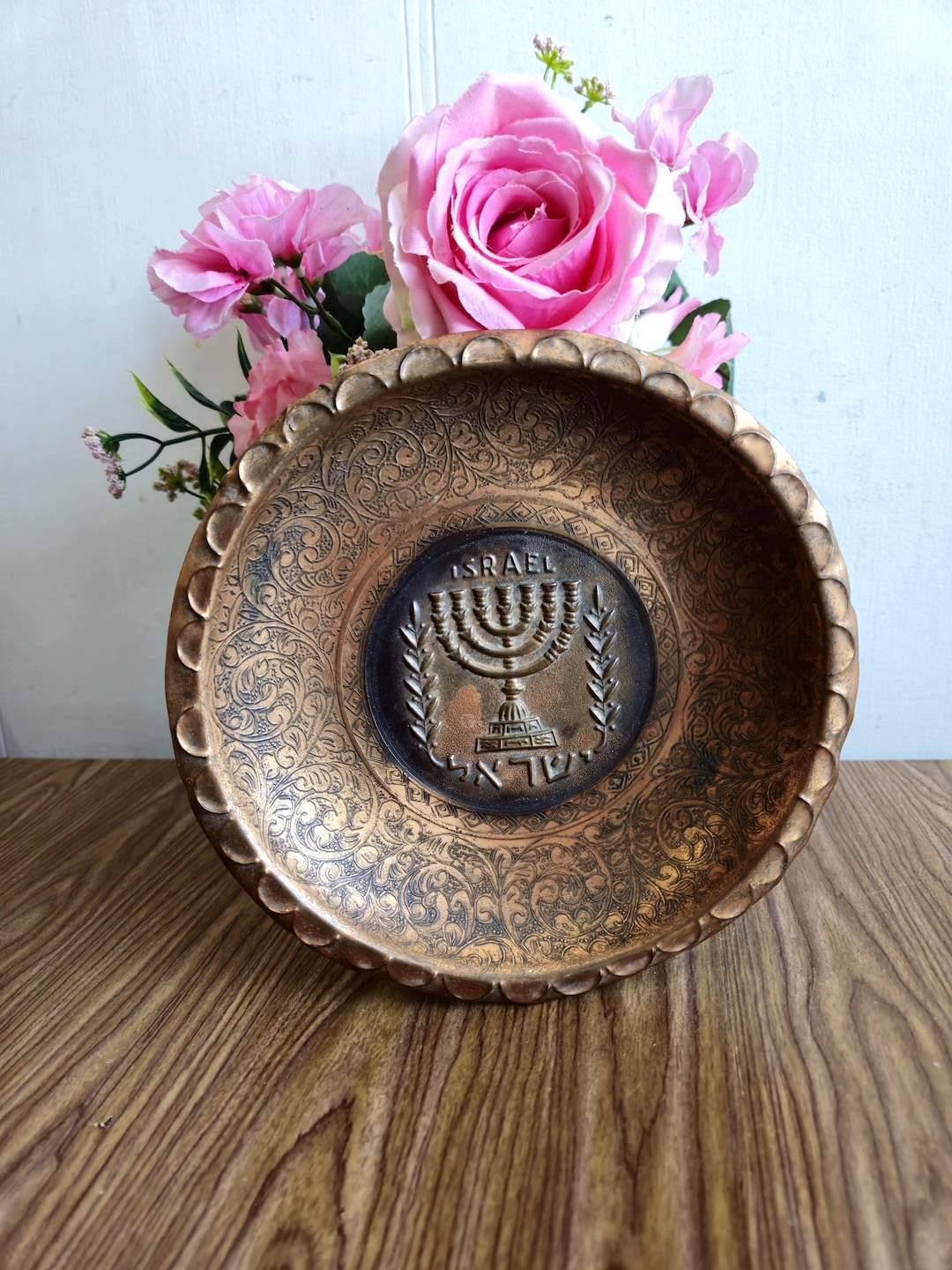 Vintage the Menorah. the Symbol of the State of Israel is Hand Engraved ...