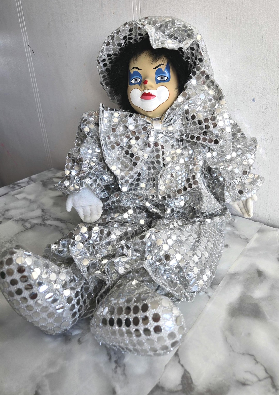 Vintage Large Clown Porcelain Head, Old Porcelain Clown With Silver ...