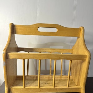 Vintage Wooden Newspaper Rack MCM Home Organization Floor Magazine Rack ...