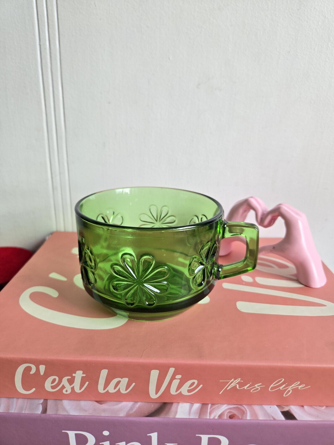 Vintage Vereco Green Glass Coffee Cups , Vereco France , Housewarming ...
