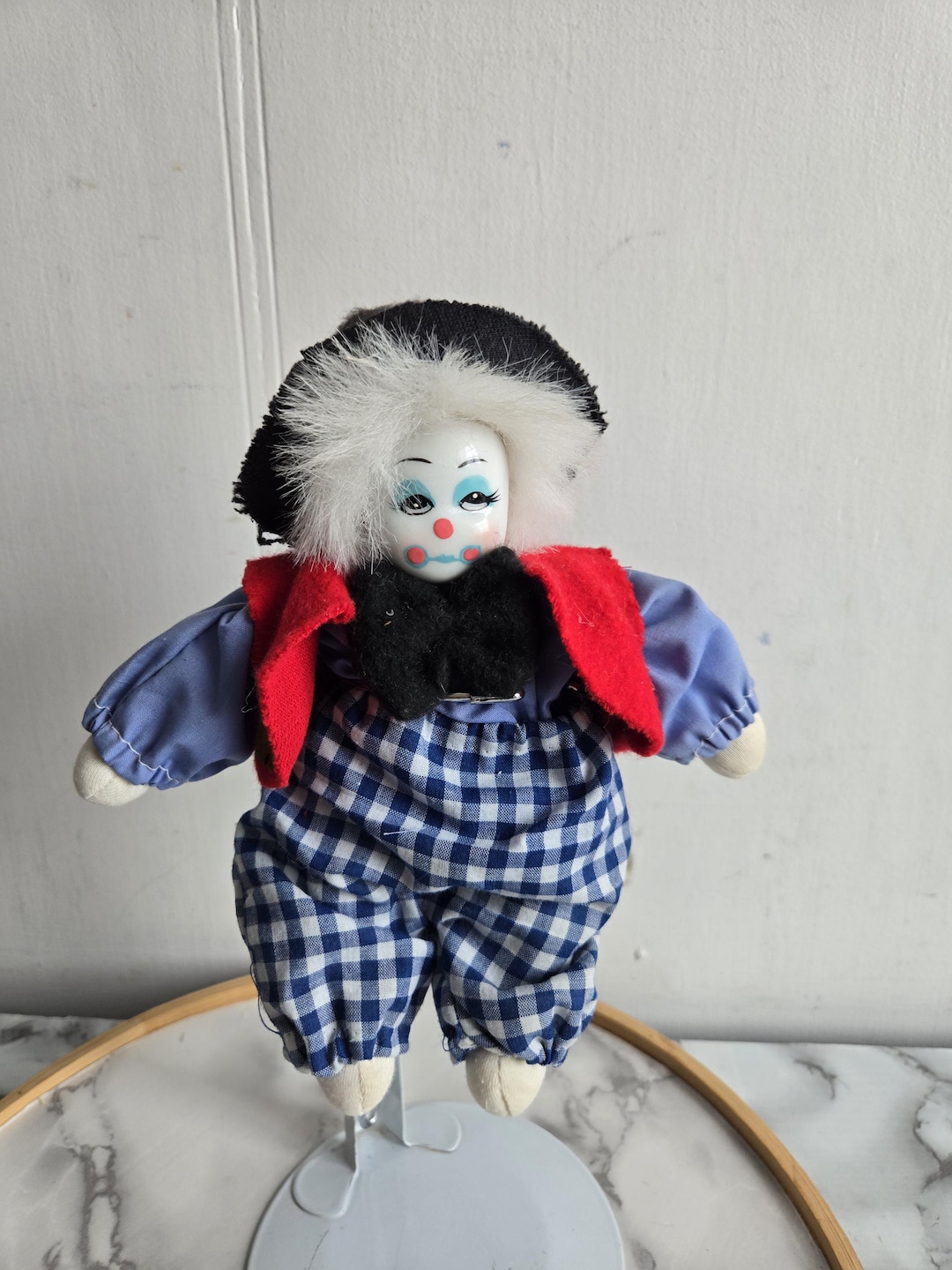 Vintage Porcelain Clown Doll From the 80s - Plush Body and Ceramic Head ...