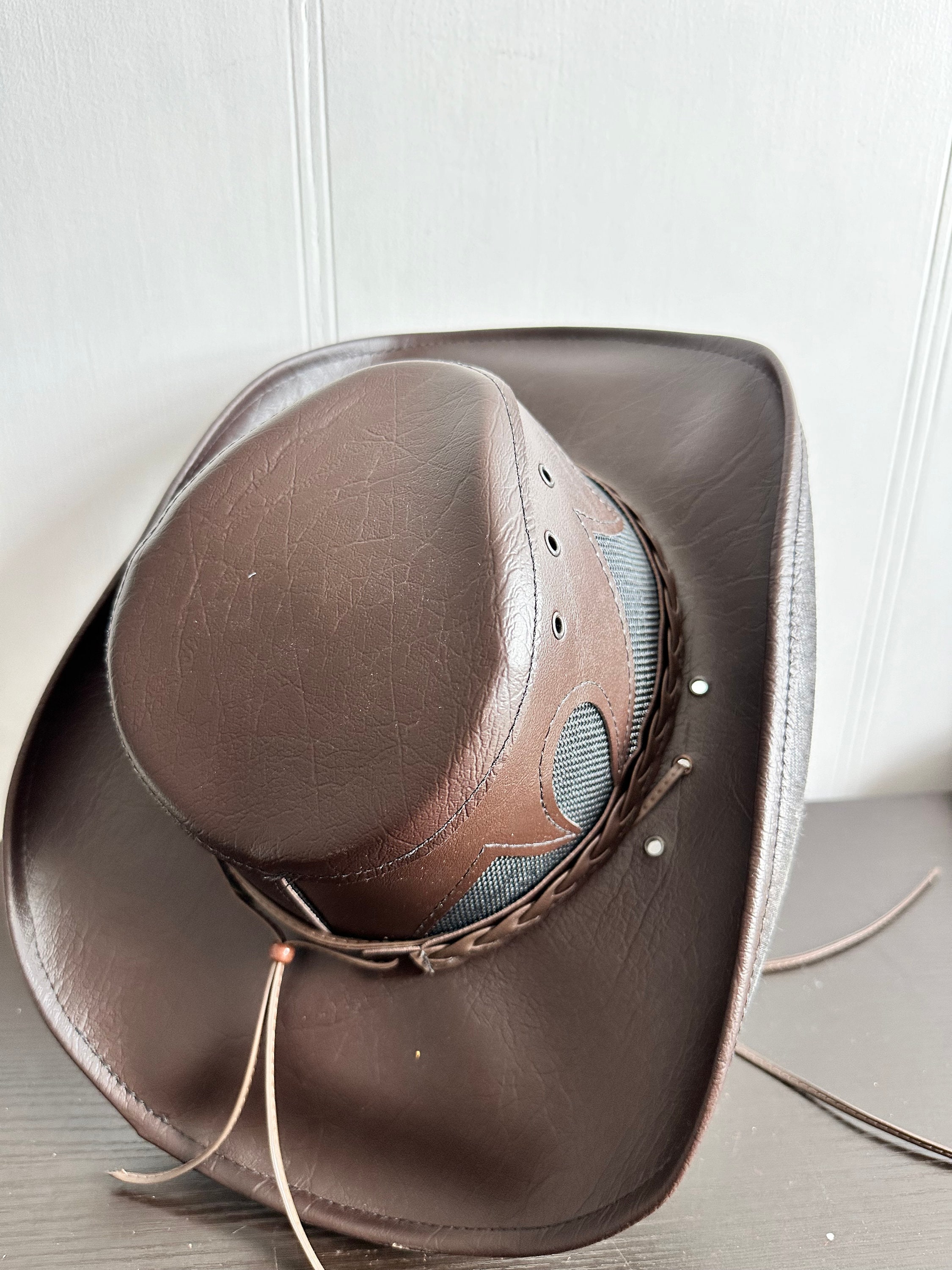 Vintage Brown Cowboy Hat, Cowboy Hat, Western Hat, Leather Cowboy Hat ...
